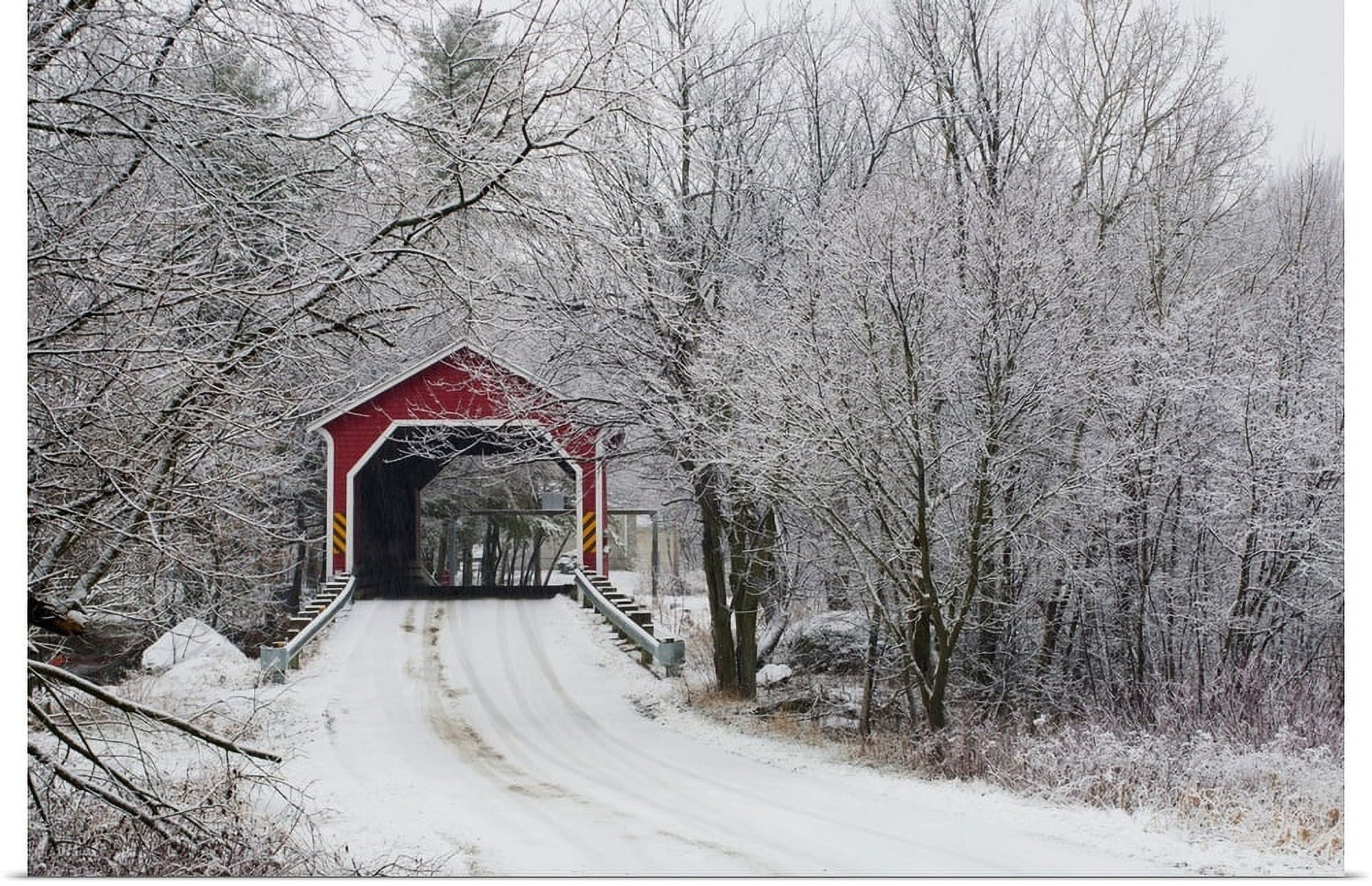 GBC | "Red Covered Bridge In The Winter; Adamsville Quebec Canada" Art ...