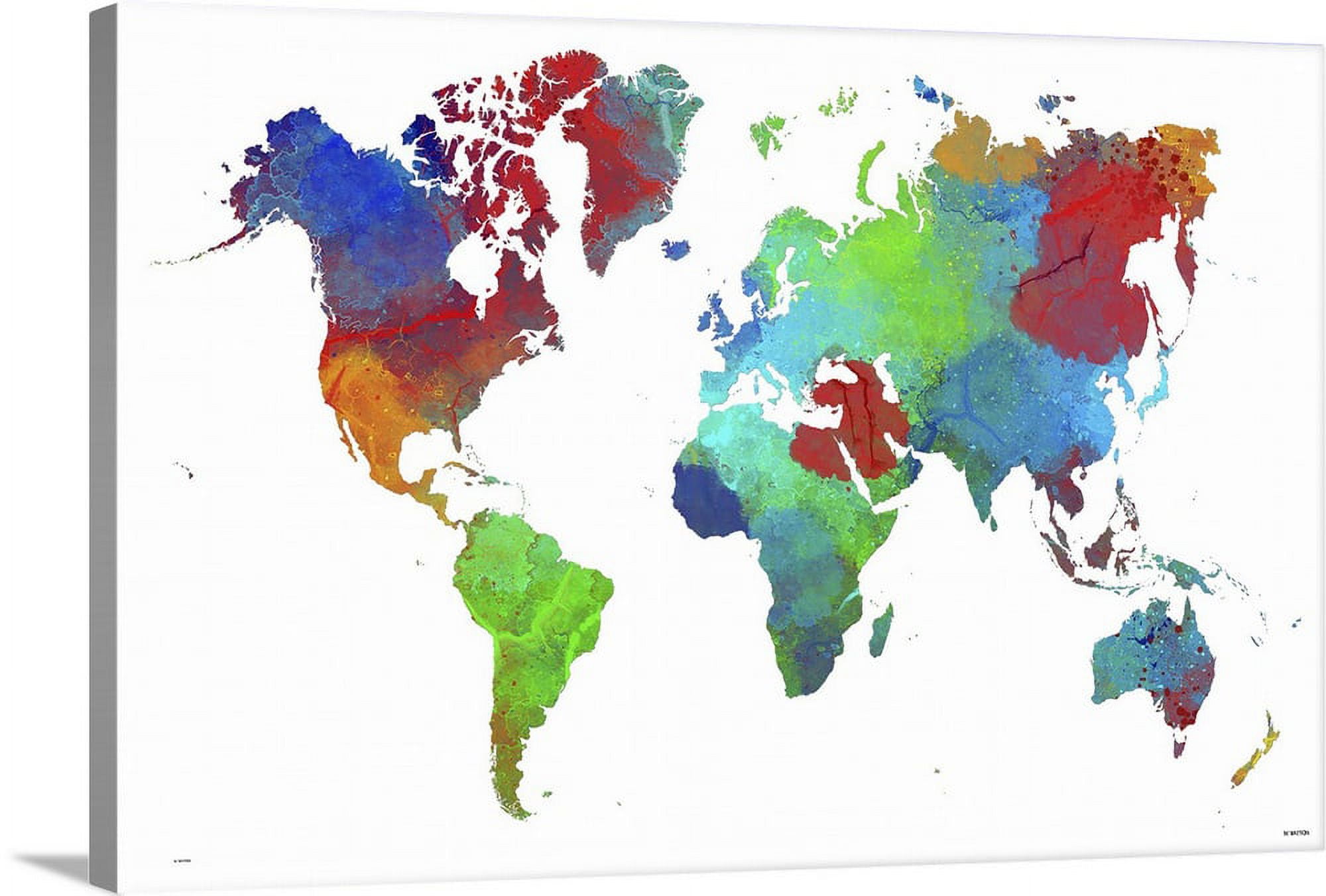 Great BIG Canvas | "World Map XVI" Canvas Wall Art - 24x16 - Walmart.com