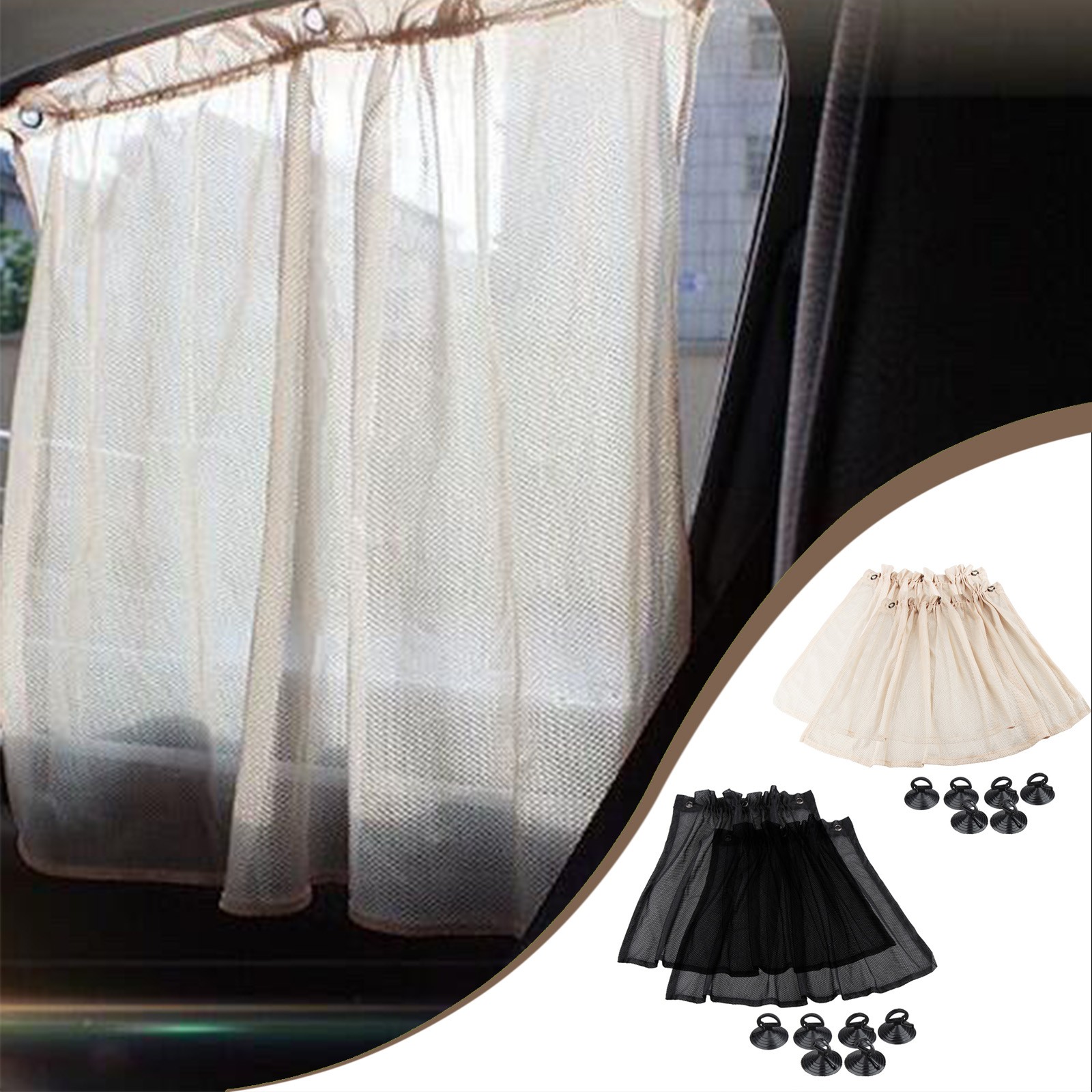 Great Bargain, Car Window Curtain with Suction Cup Universal Fit Heat ...