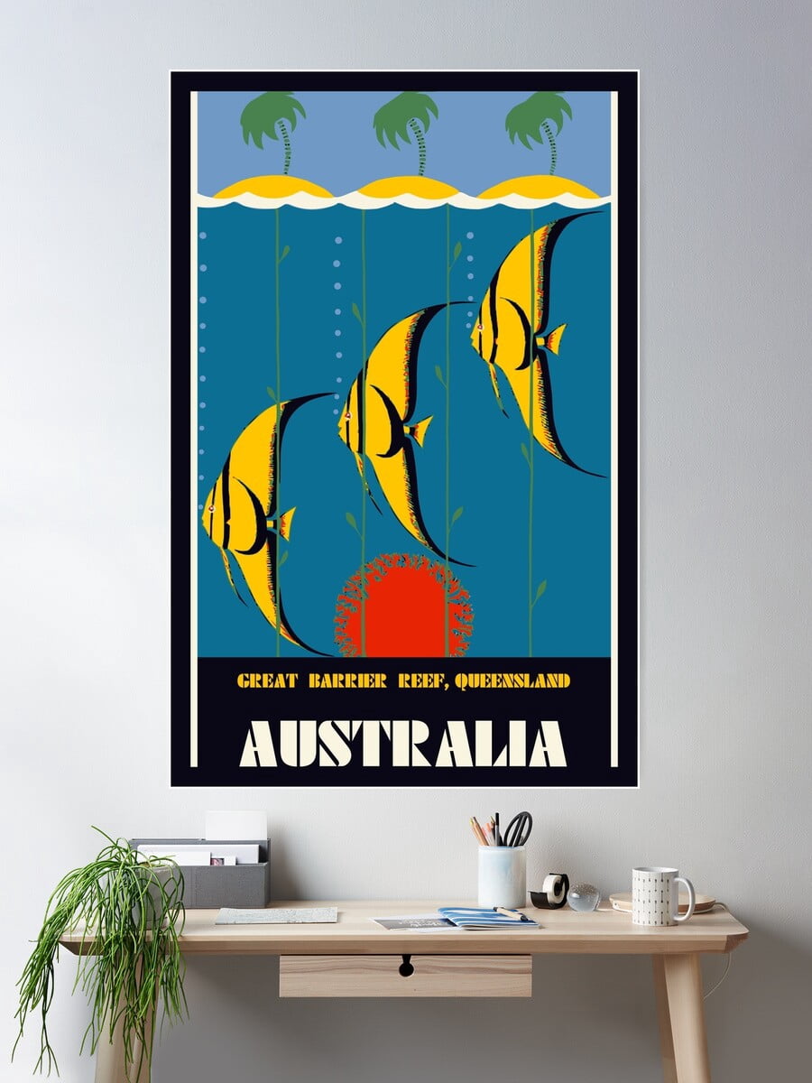 Great Barrier Reef Australia Travel Advertising Poster Wall Art, Modern ...