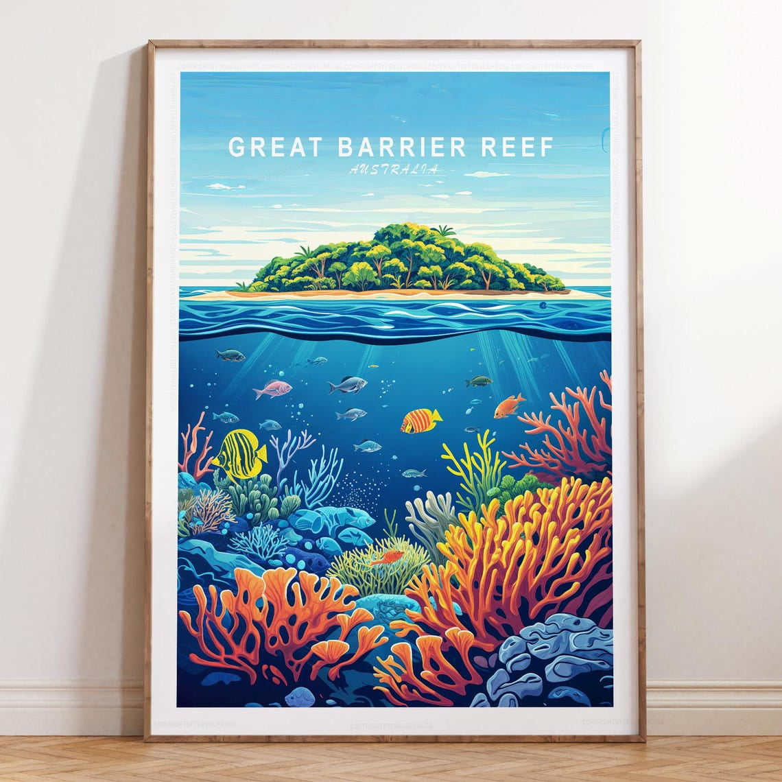Great Barrier Reef Australia Travel Poster, Great Barrier Reef Wall Art ...