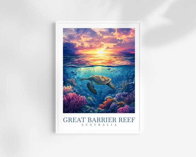 Great Barrier Reef Australia Travel Print Wall Art - Coral Reef ...