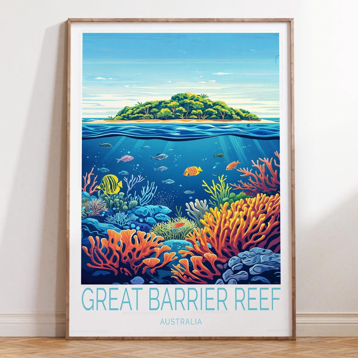 Great Barrier Reef Australia Wall Art Print, Australia Travel Poster ...