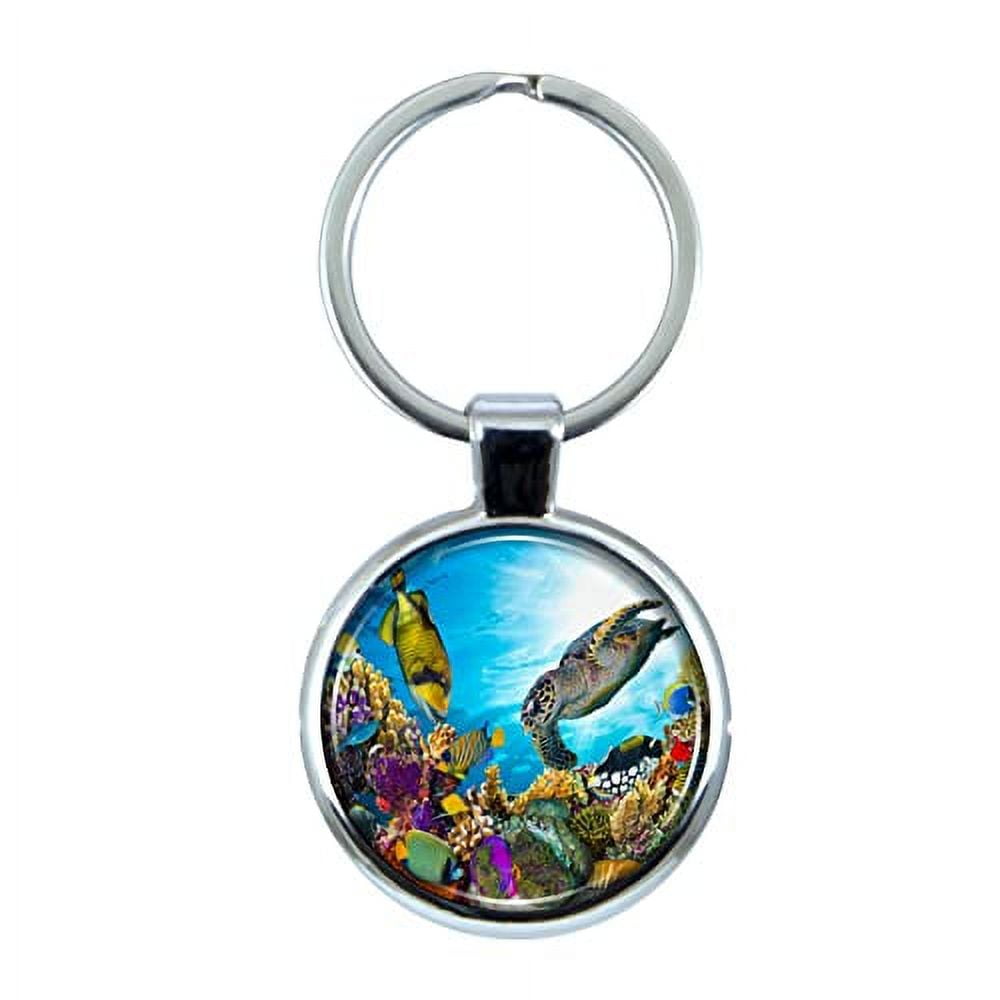 Great Barrier Reef Keychain with Epoxy Dome and Metal Keyring - Walmart.com