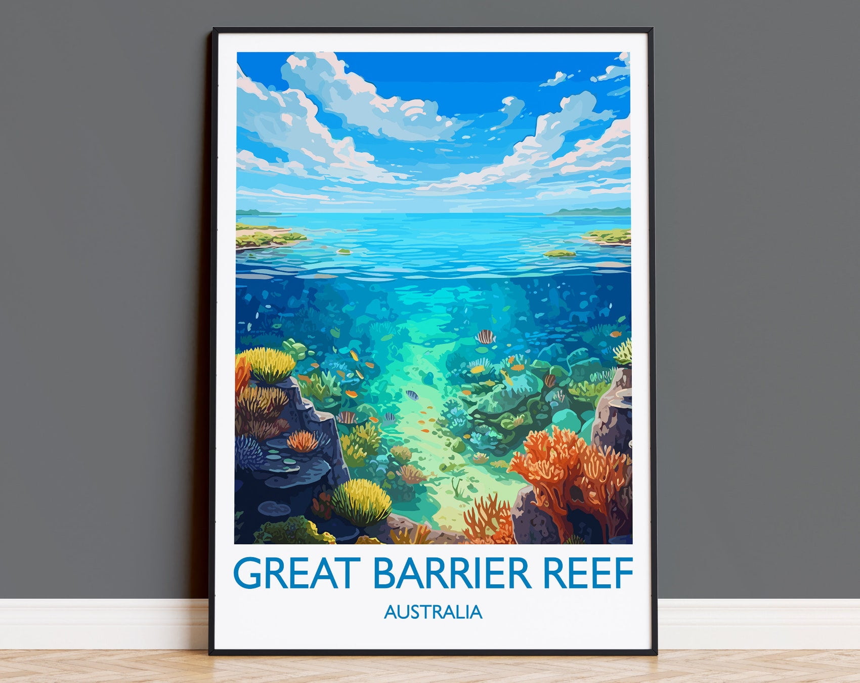 Great Barrier Reef Poster, Travel Print of Great Barrier Reef ...