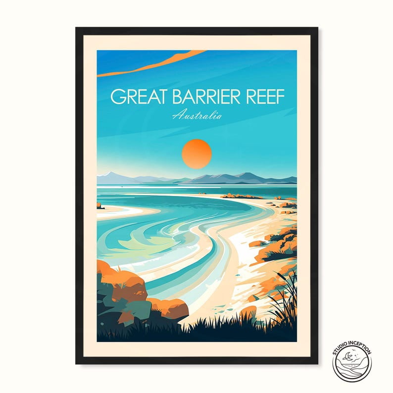 Great Barrier Reef Print Australia Wall Art Great Barrier Reef Travel ...