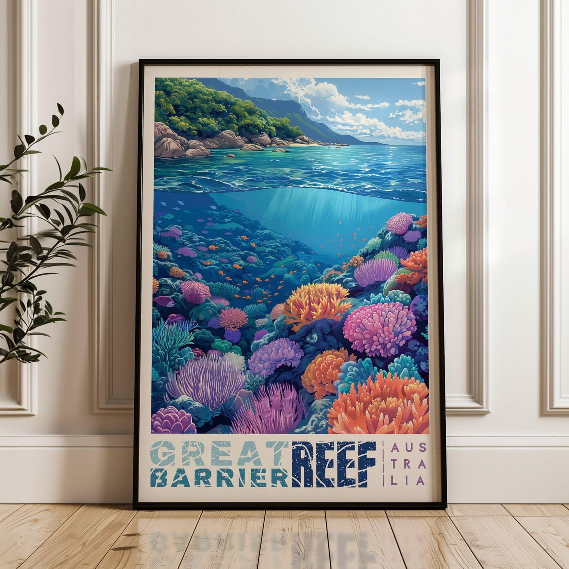 The Great Barrier Reef Travel Poster, Australia Travel Print, Wall Art ...