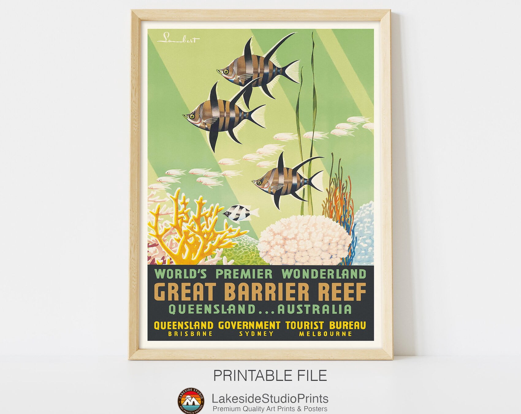 Great Barrier Reef Vintage Travel Poster, 16x24 UNFRAMED - Walmart.com