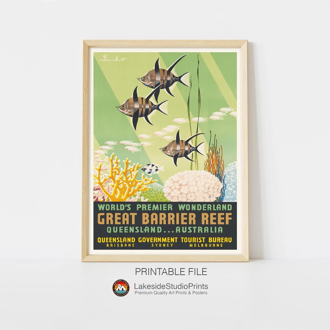 Great Barrier Reef Vintage Travel Poster ,Decor For Living Room Bedroom ...