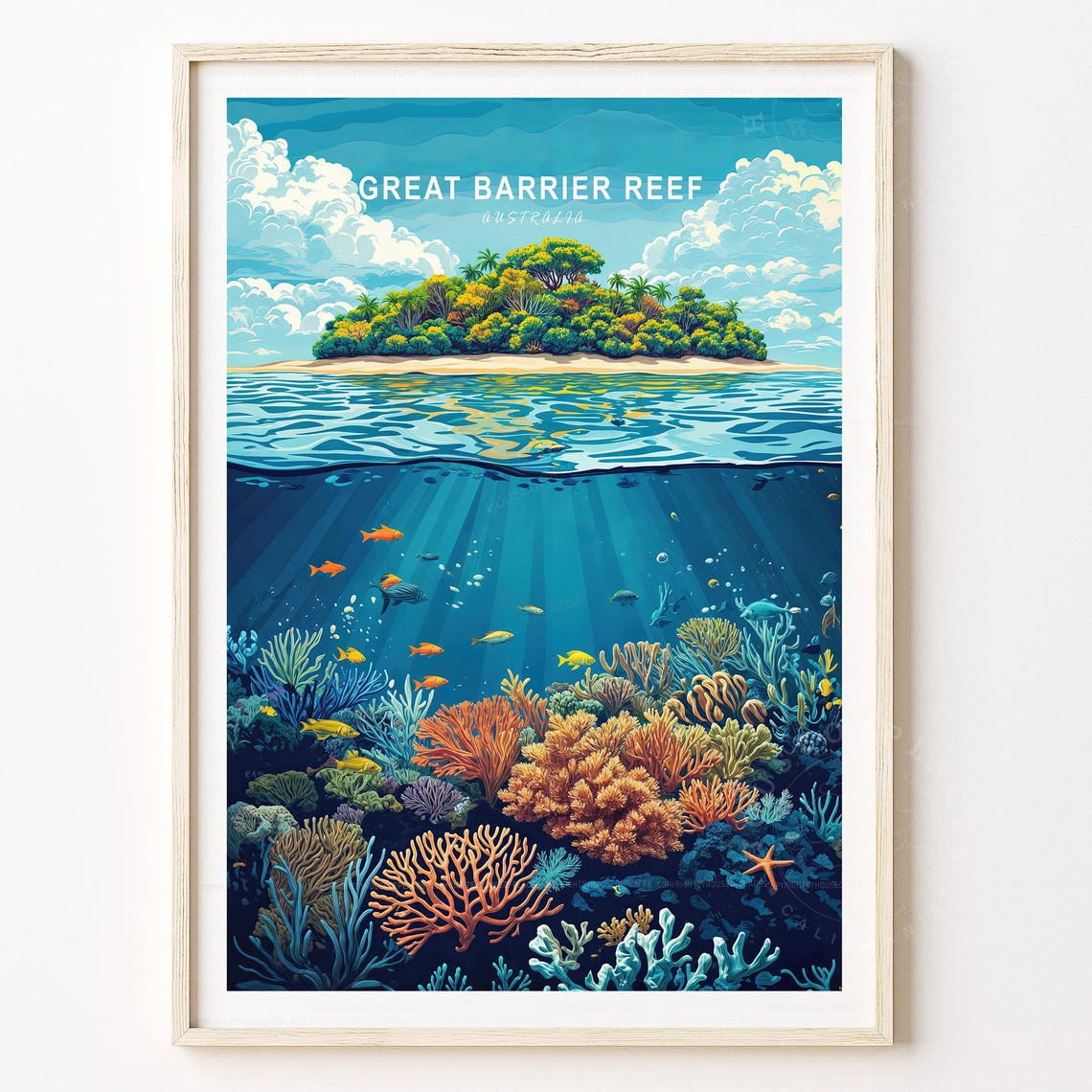 Great Barrier Reef Wall Art Print, Australia Travel Print, Great ...