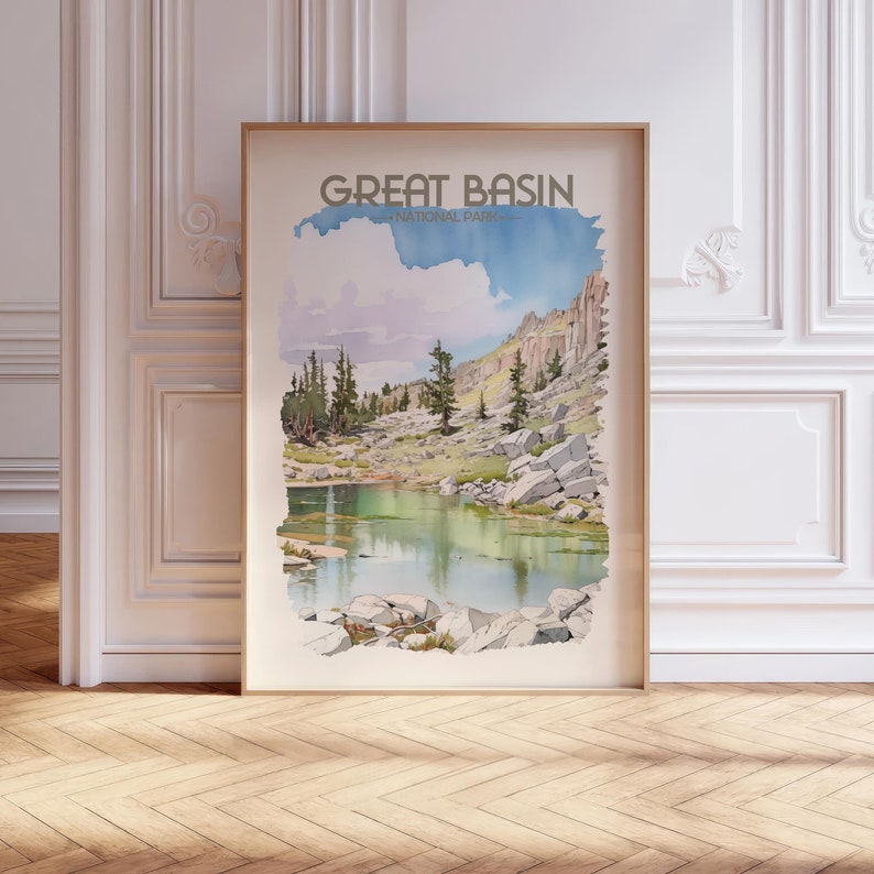 Great Basin National Park Watercolor Travel Poster US National Parks ...