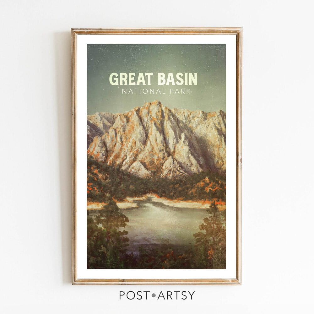 Great Basin Park Print Country Travel Decor Mountain Wilderness Vintage ...