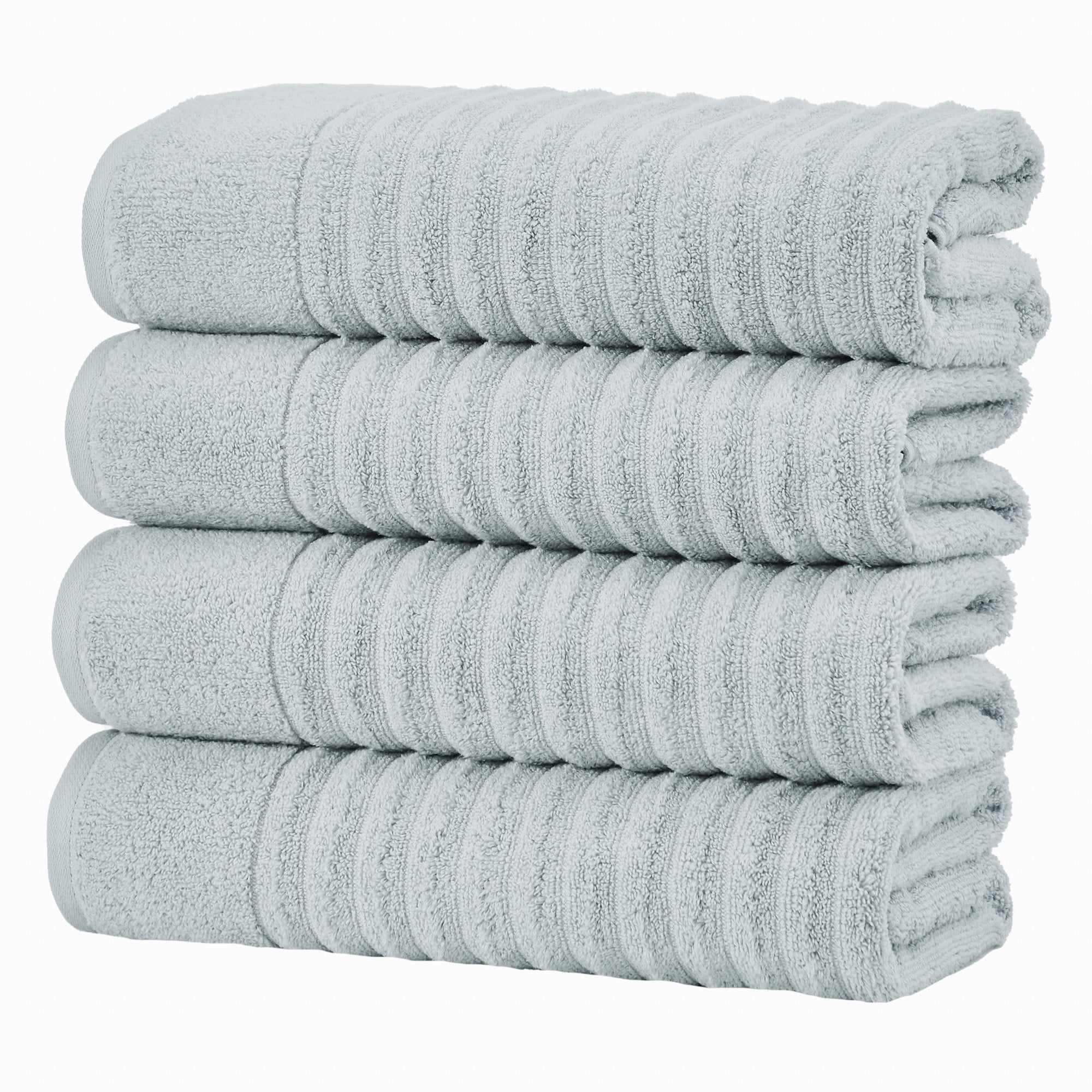 Great Bay Home Luxury 100% Cotton Ribbed Texture 4-Pack Bath Towel Set ...