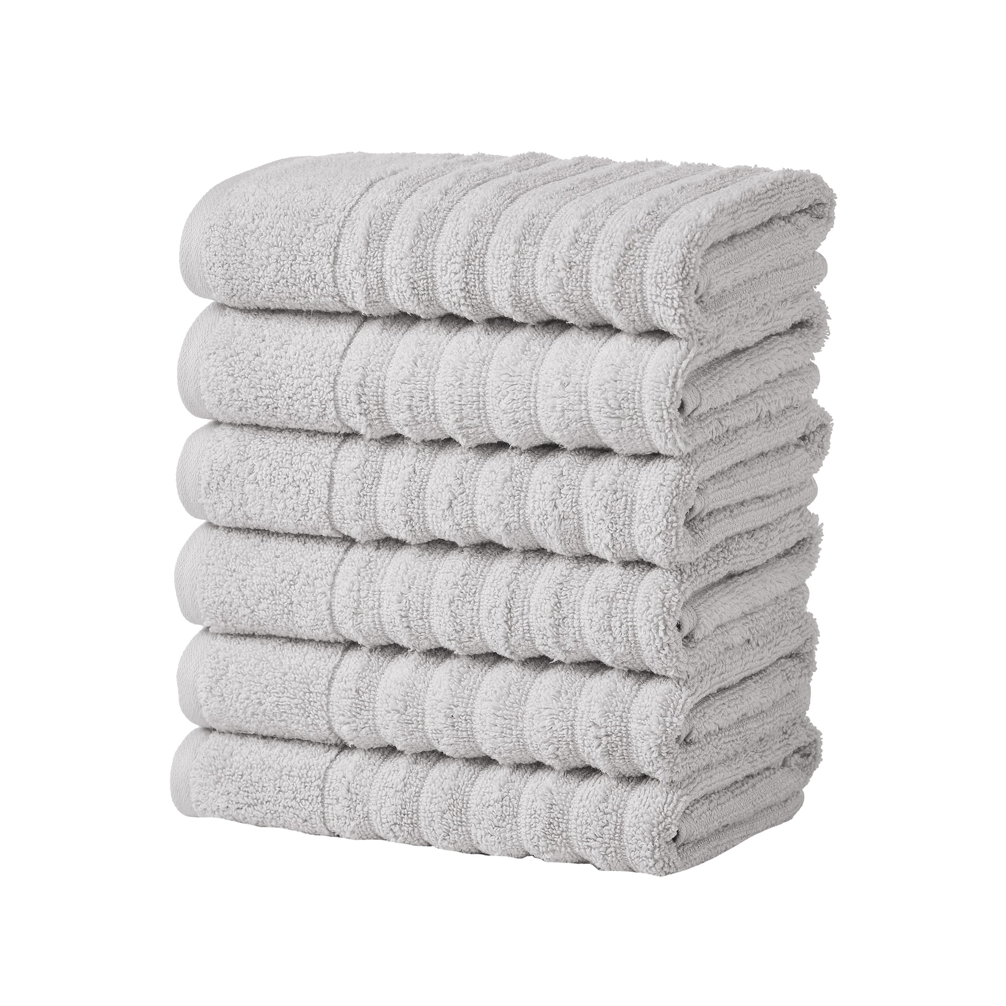 Great Bay Home Luxury 100% Cotton Ribbed Texture 6-Pack Hand Towel Set ...