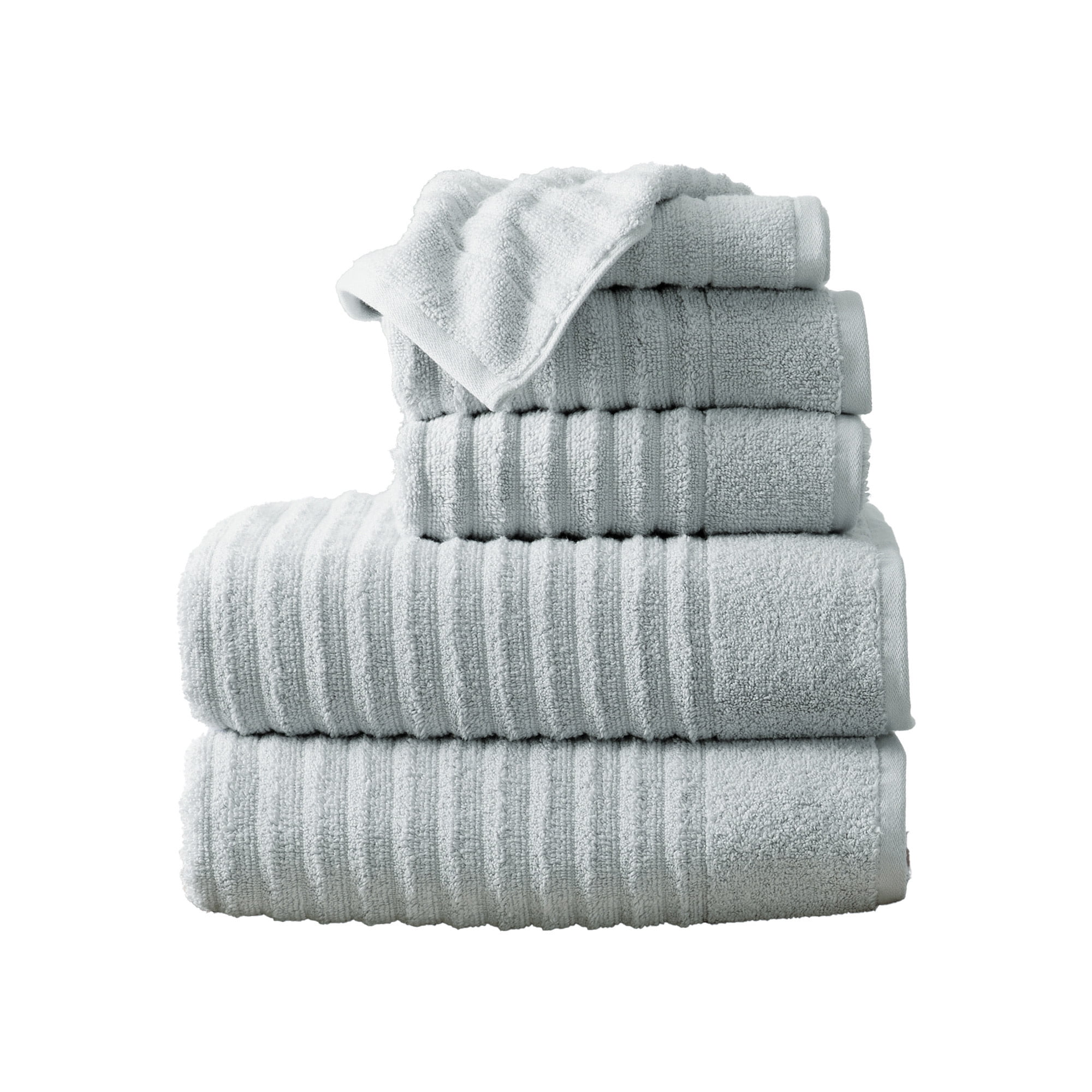Great Bay Home 100% Cotton Ribbed Texture Towel Set, Light Grey, 6 ...
