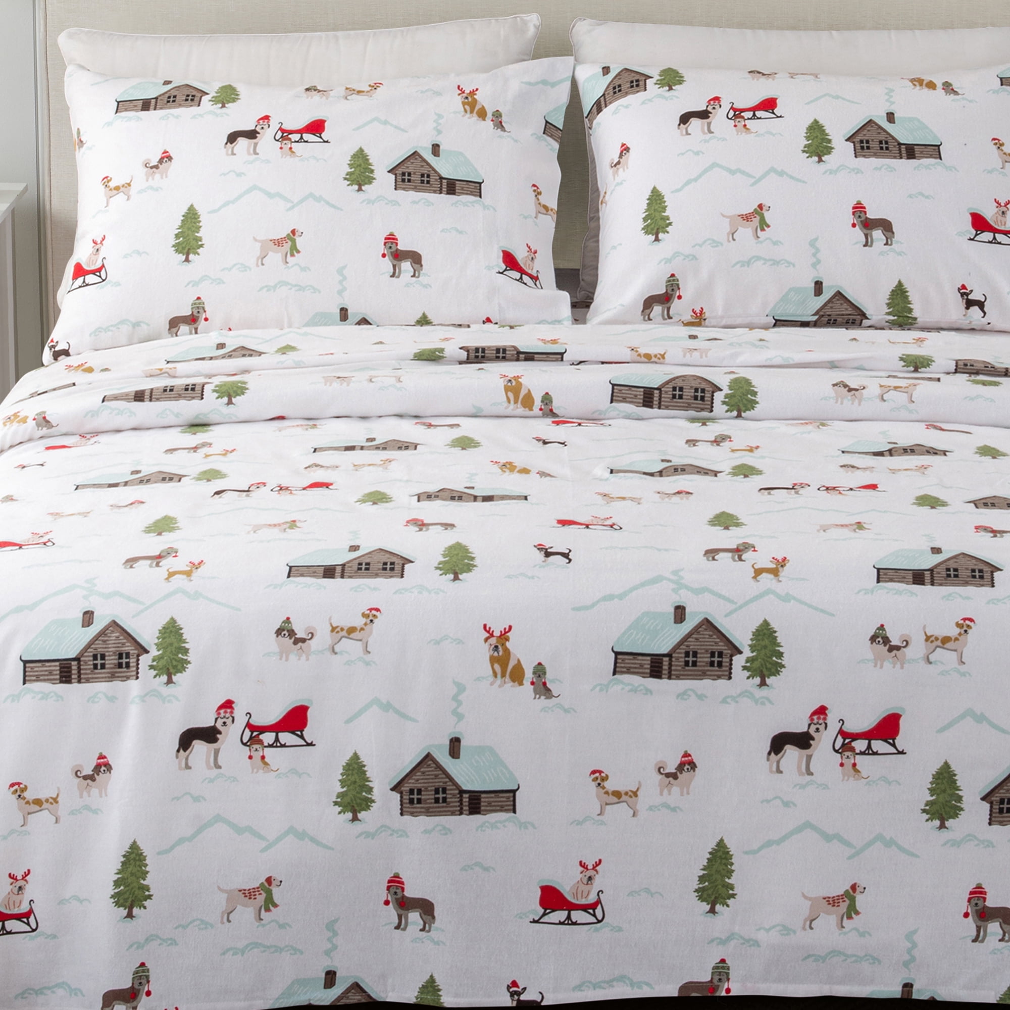 Great Bay Home 100% Cotton Holiday Flannel Sheet Set, Full, 4 Pieces ...