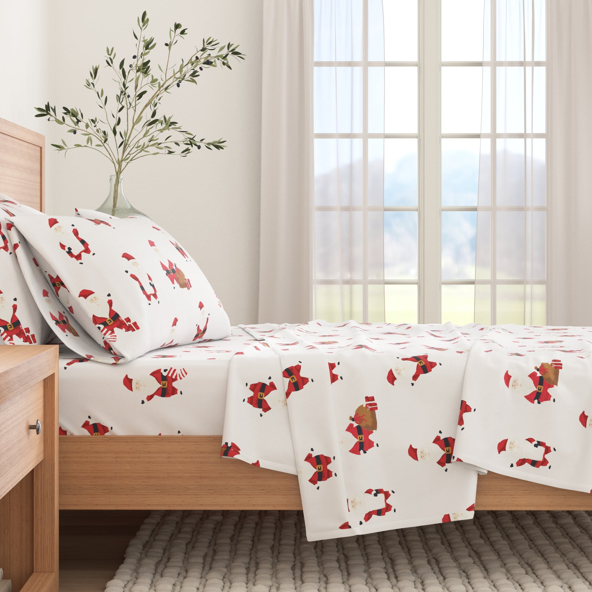 Great Bay Home Christmas Flannel Sheet Set - 100% Turkish Cotton ...