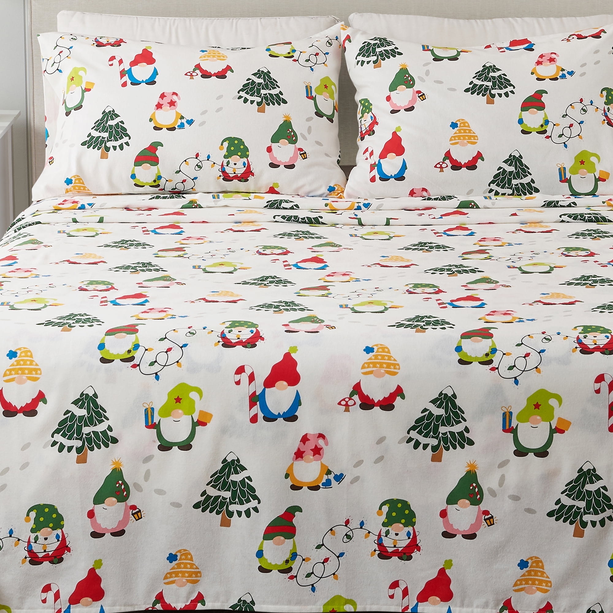 100% Cotton Holiday Flannel Sheet Set, Queen, 4 Pieces - Walmart.com