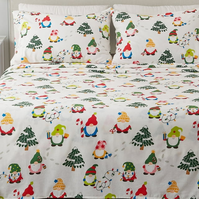 100% Cotton Holiday Flannel Sheet Set, Queen, 4 Pieces - Walmart.com