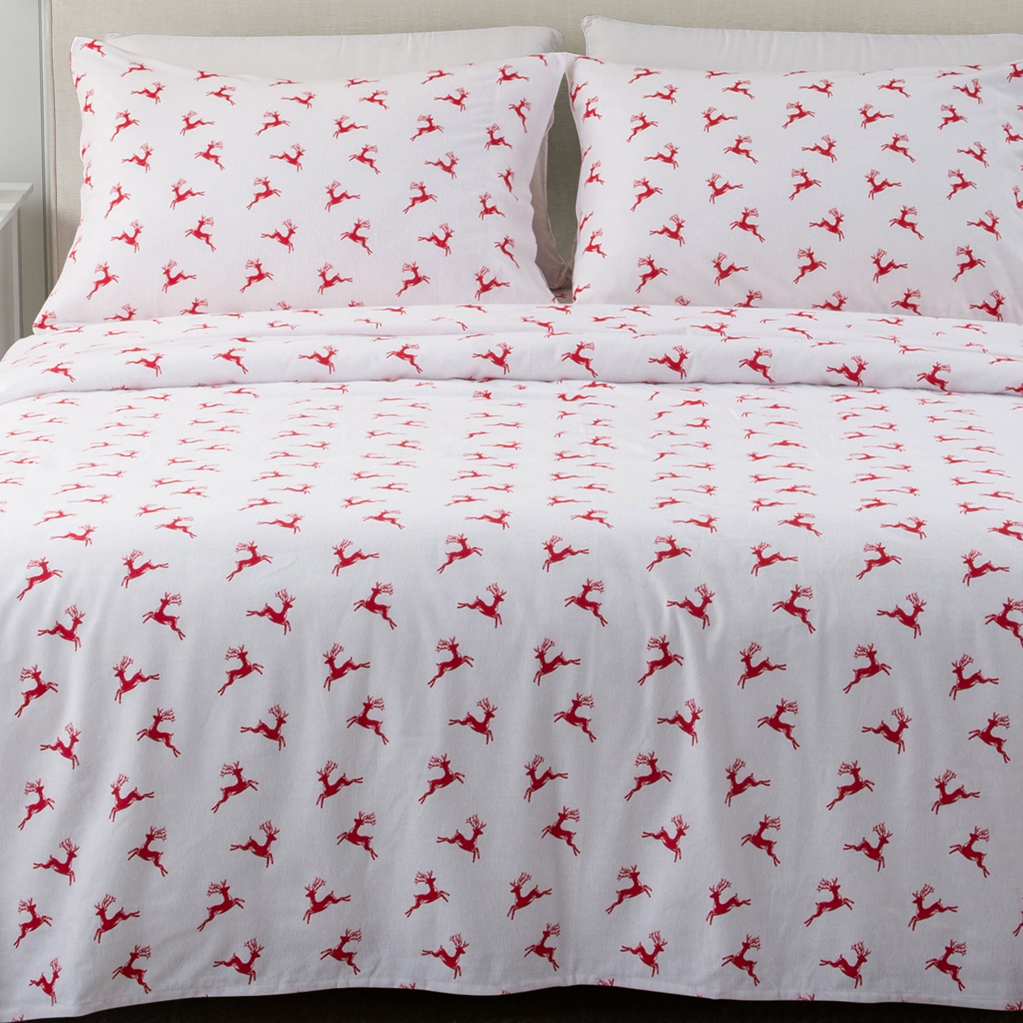 Great Bay Home 100% Cotton Holiday Flannel Sheet Set, Twin, 3 Pieces ...