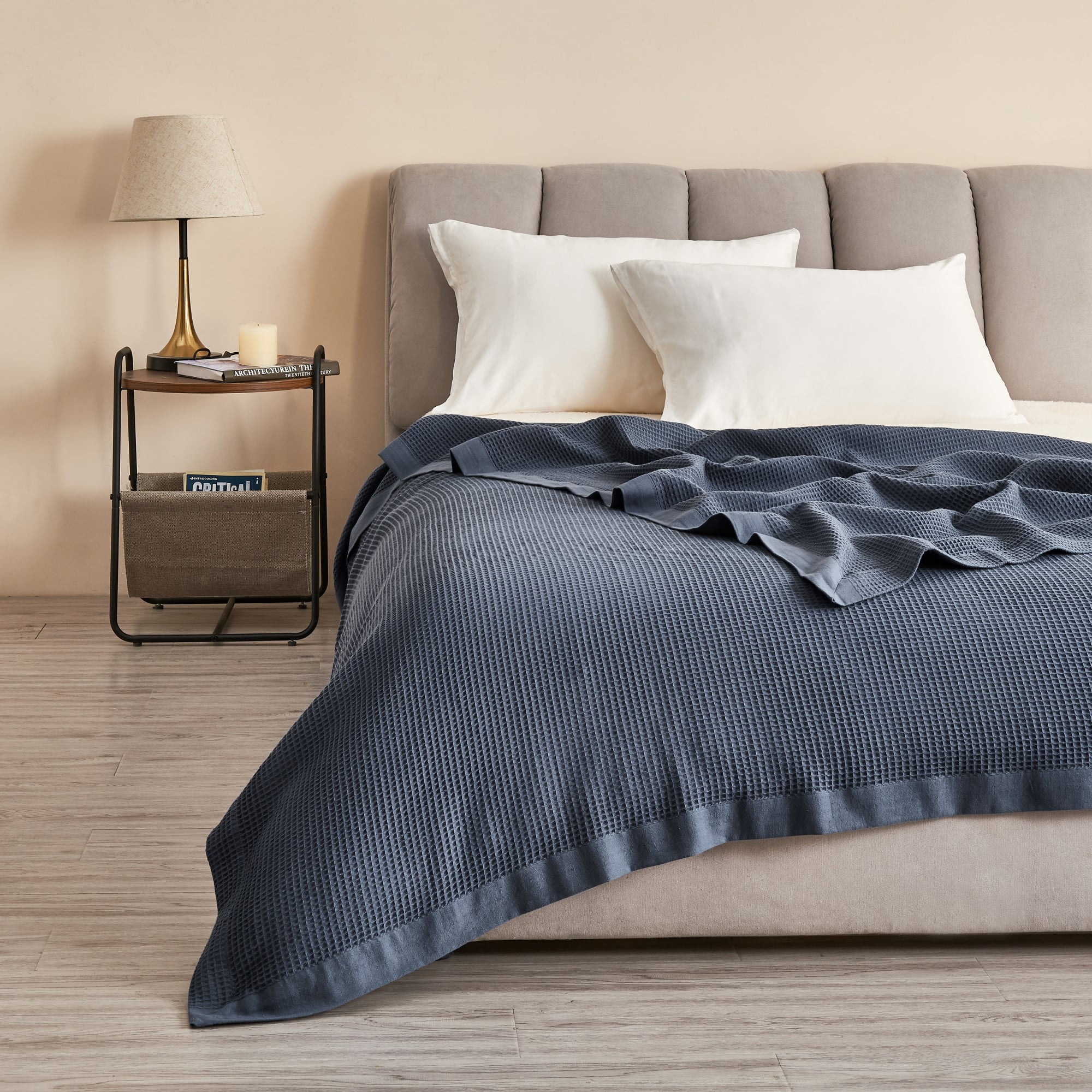 Great Bay Home 100% Cotton Soft All-Season Waffle Weave Knit Blanket ...