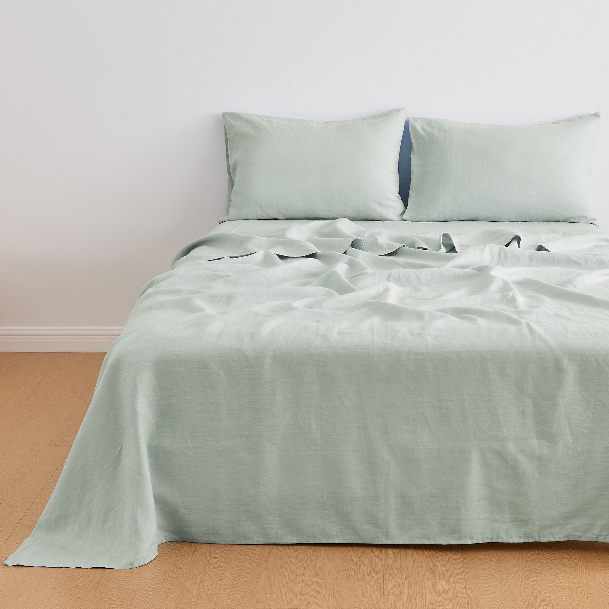 Great Bay Home 100% European Flax Linen Bed Sheet Set, Lightweight ...