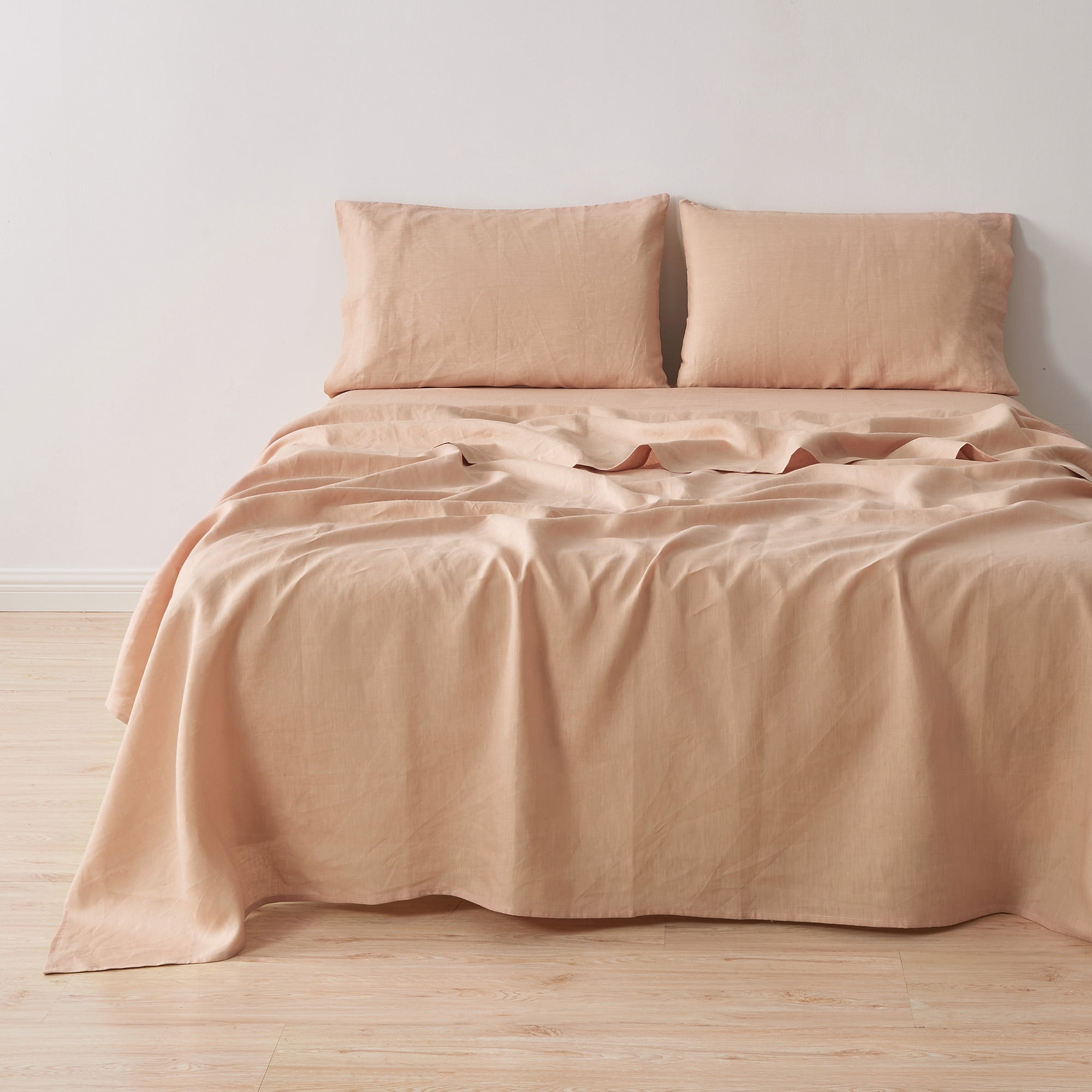 Great Bay Home 100% European Flax Linen Bed Sheet Set, Lightweight ...