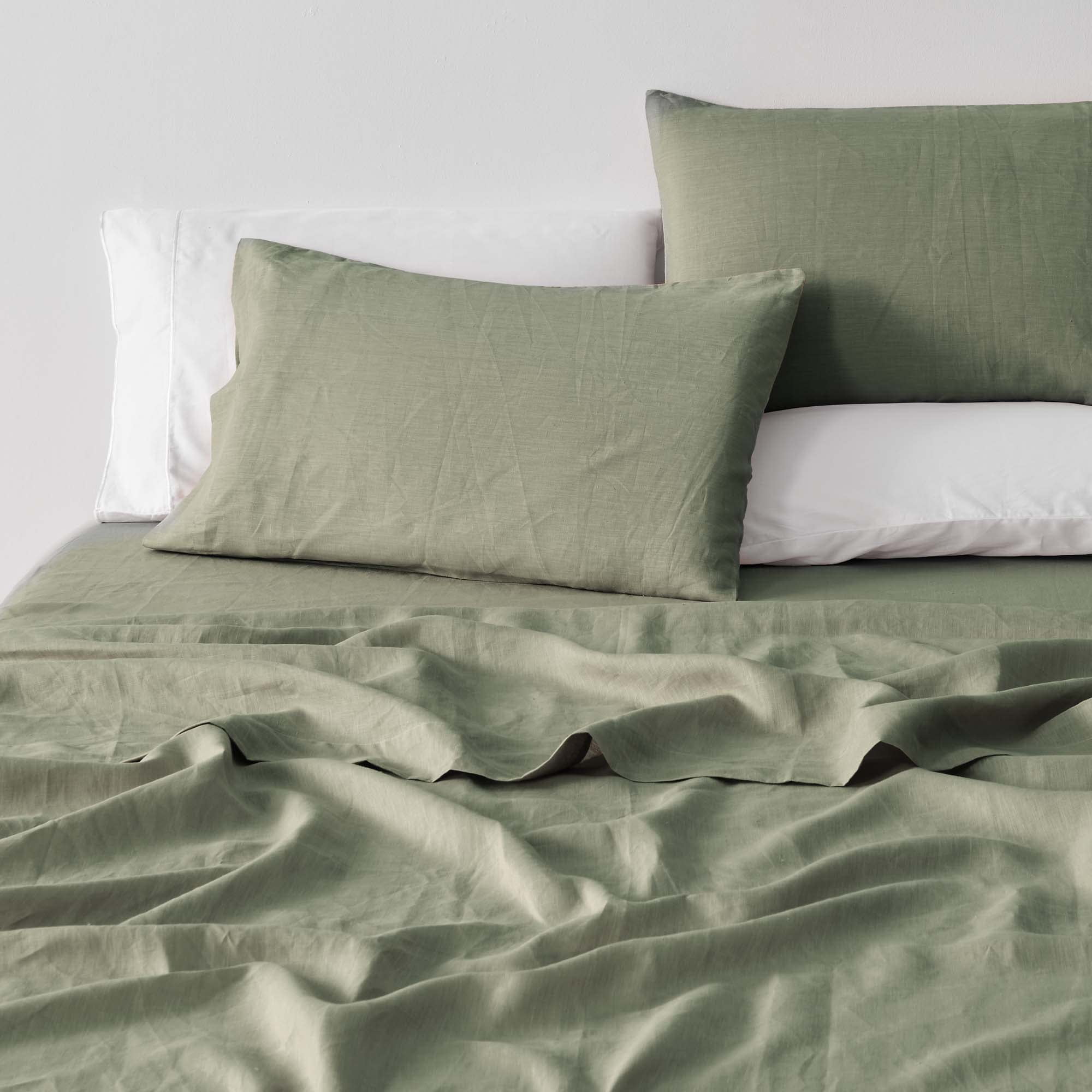 Great Bay Home 100% European Flax Linen Pillowcase Set, Hidden Side ...