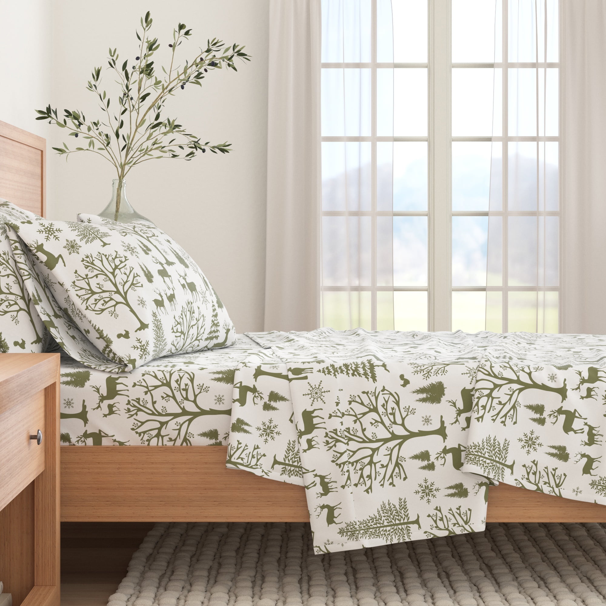 Great Bay Home Outdoorsy Flannel Sheet Set - 100% Turkish Cotton ...