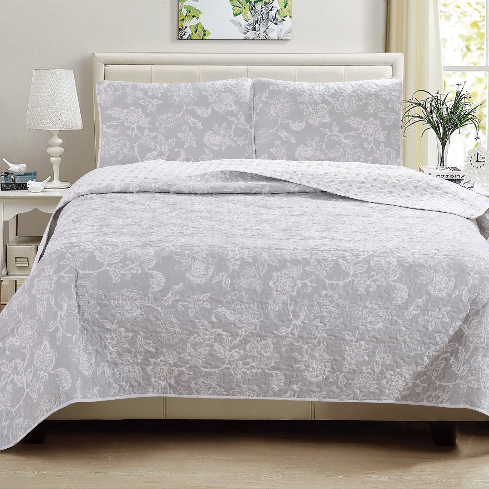 Great Bay Home Full Queen Size Bedding, Floral Lightweight Comfort ...