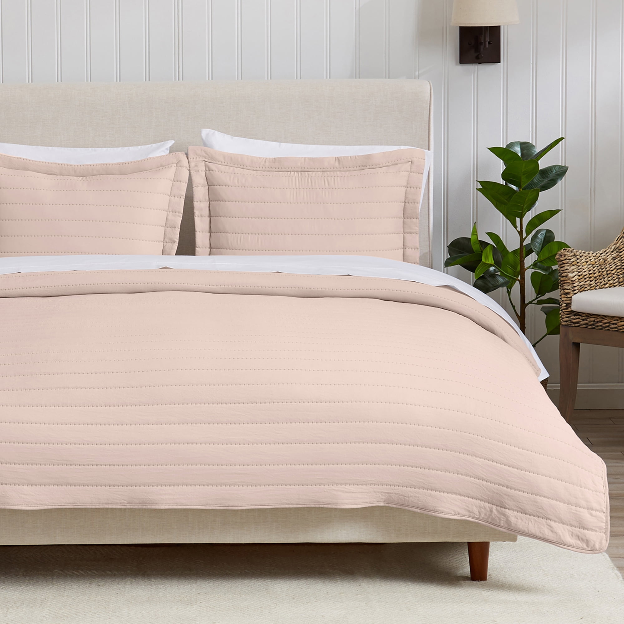 Great Bay Home Channel Stitch Modern Ribbed Reversible Quilt Set With ...
