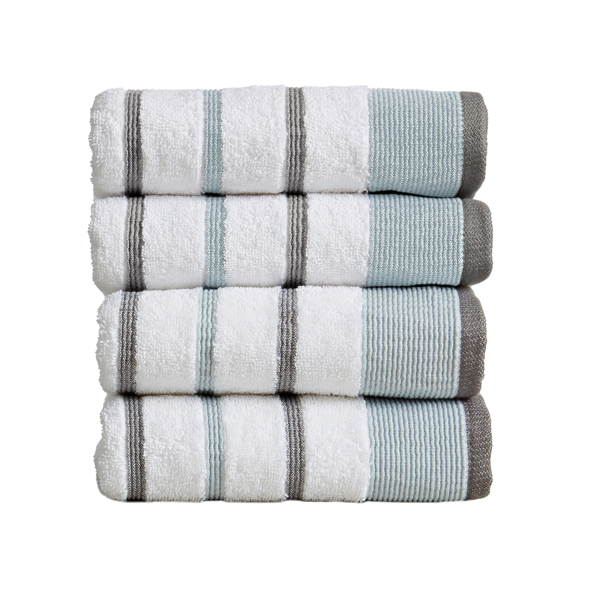 Great Bay Home Cotton Two-Toned Reversible Quick-Dry Towel Set (Hand ...