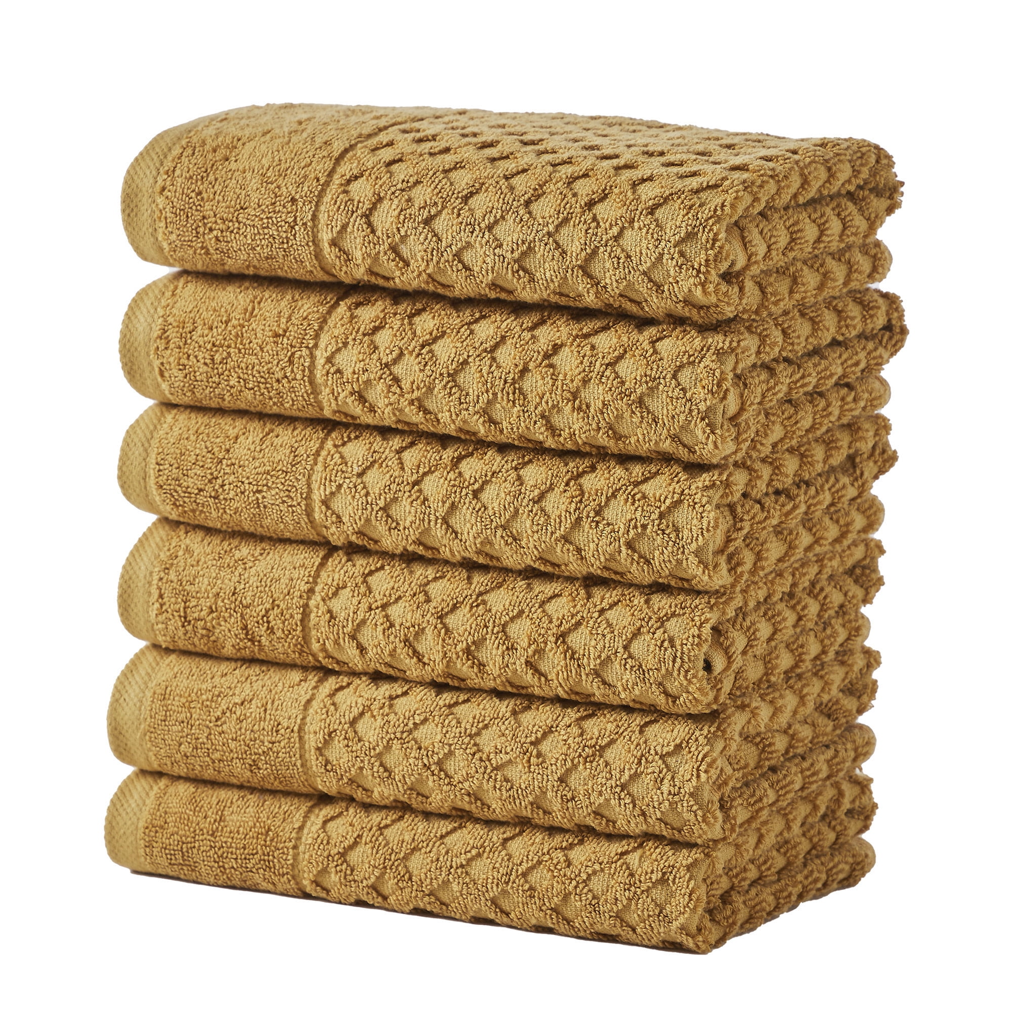 Great Bay Home 100% Cotton Quick-Dry Hand Towel Set, Diamond Textured ...