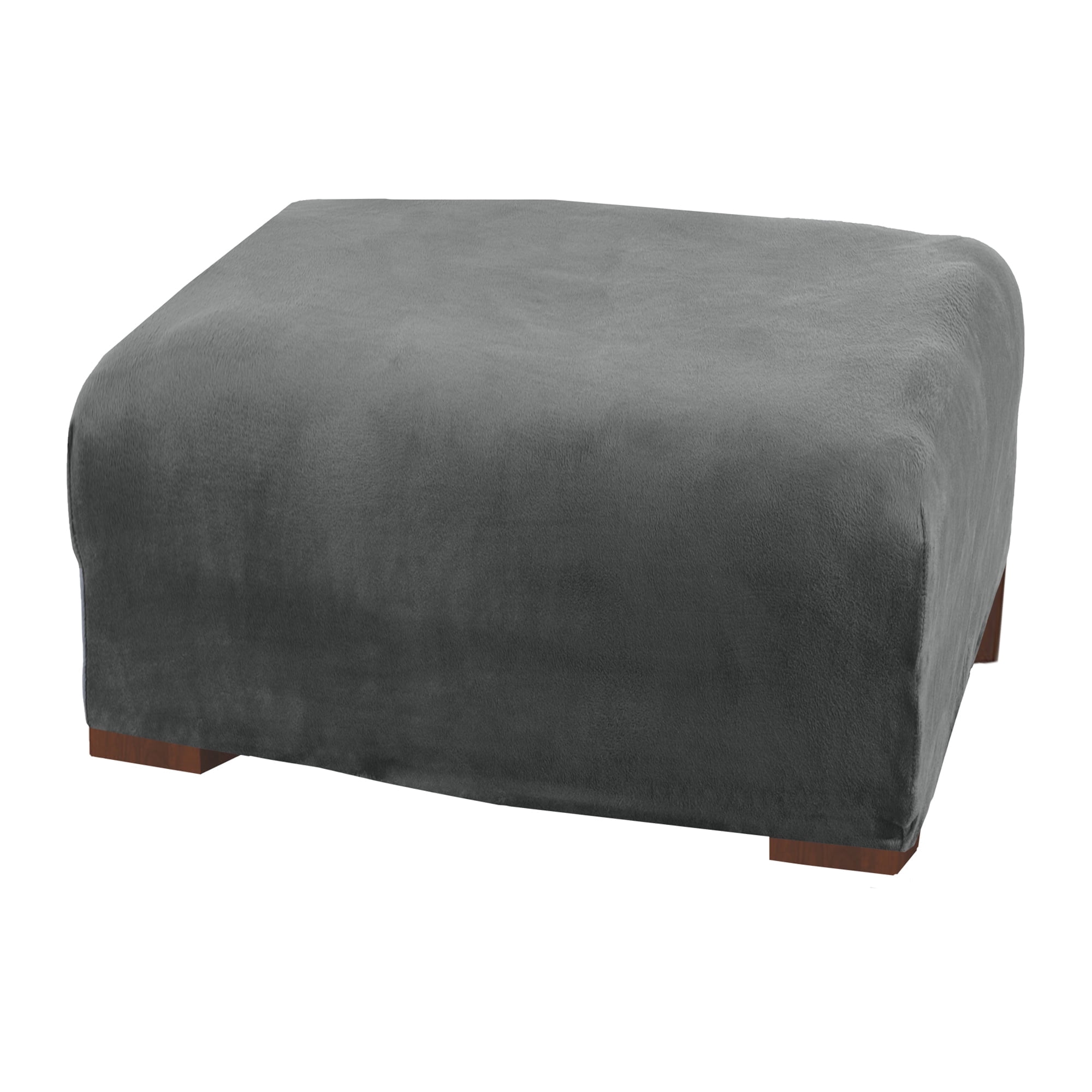 Great Bay Home High Stretch Velvet Plush Ottoman Slipcover (Ottoman XL ...