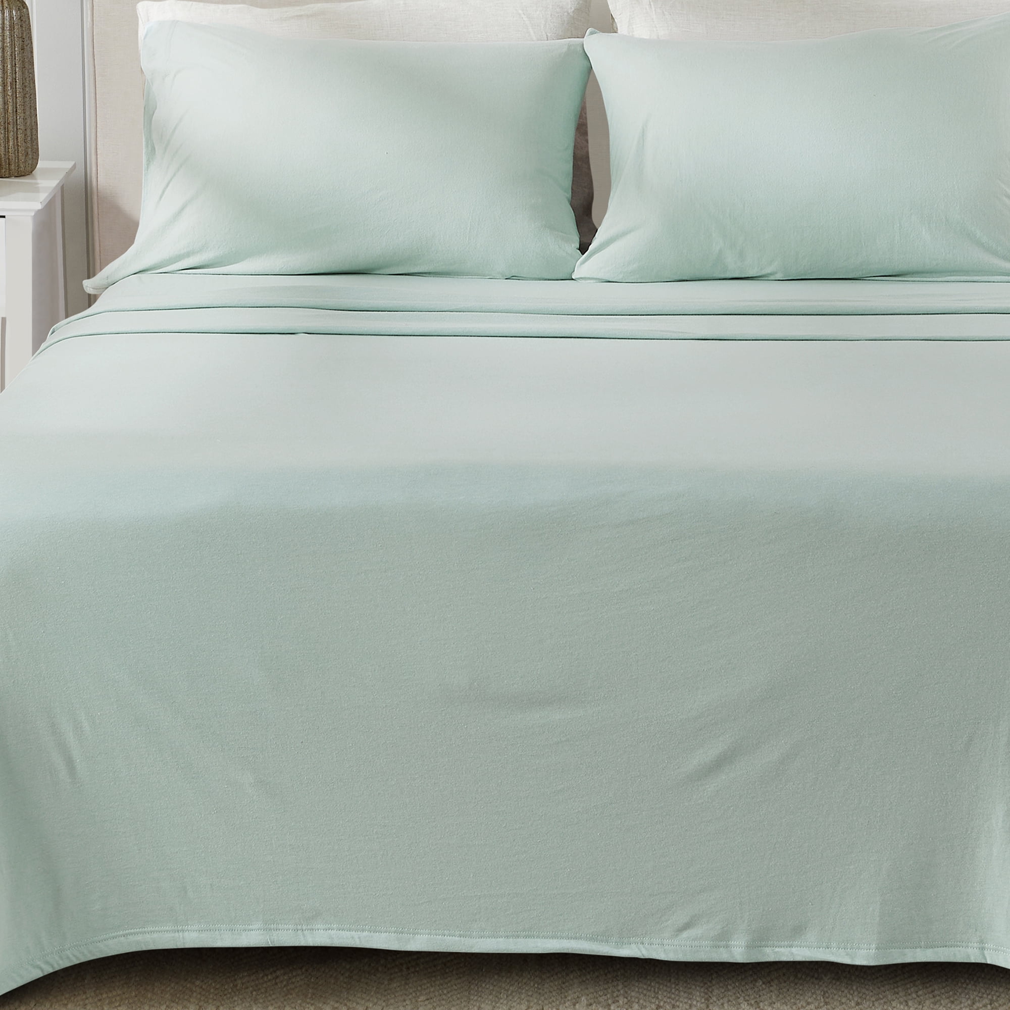 Great Bay Home Jersey Knit Cotton Blend Sheet Set, Queen, 4 Pieces ...
