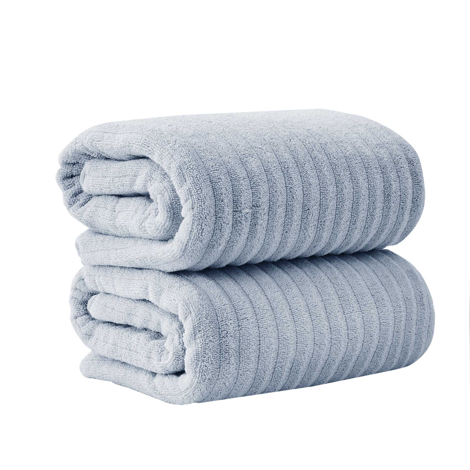 Great Bay Home Luxury 100% Cotton Ribbed Texture 2-Pack Bath Sheet Set ...