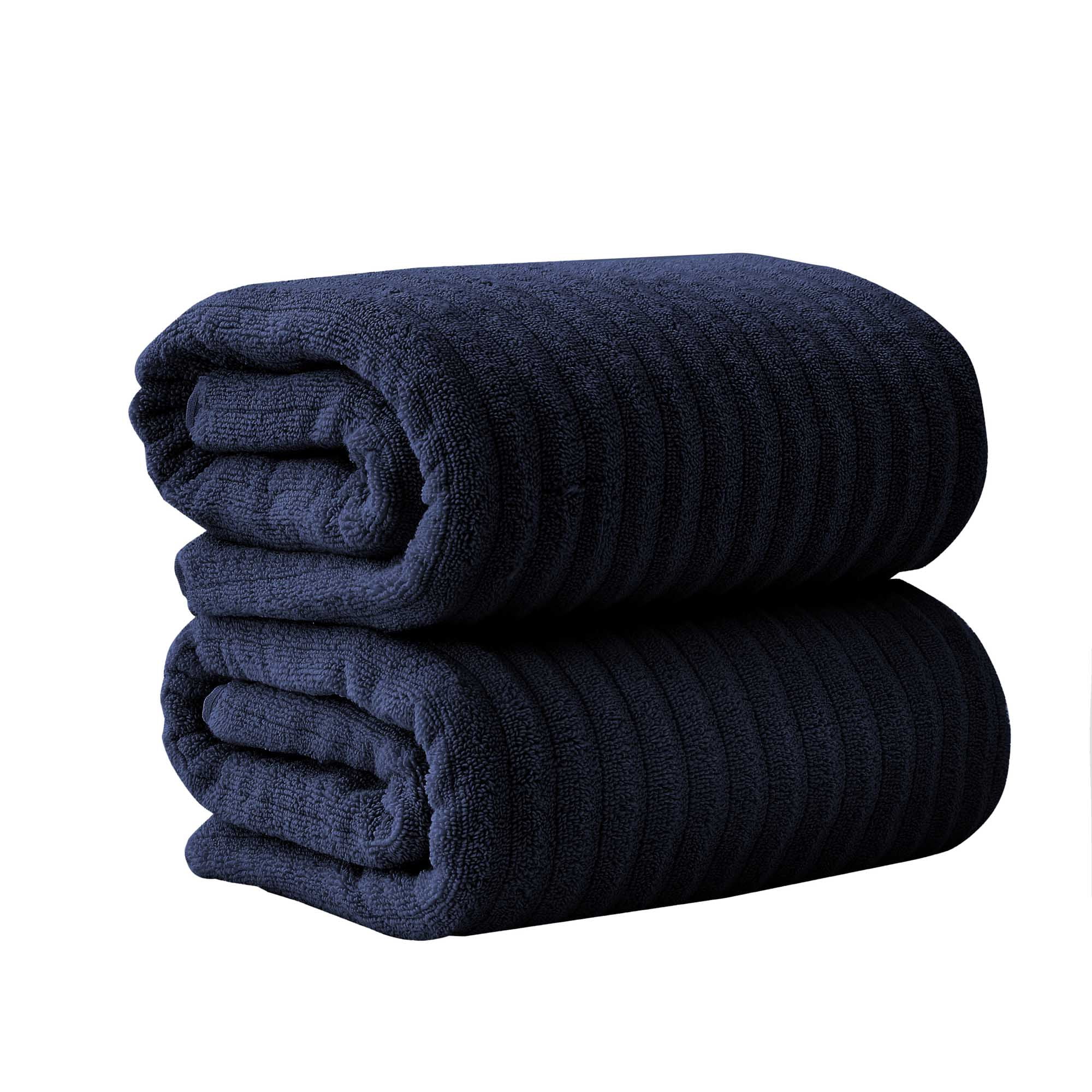 Great Bay Home Luxury 100% Cotton Ribbed Texture 2-Pack Bath Sheet Set ...