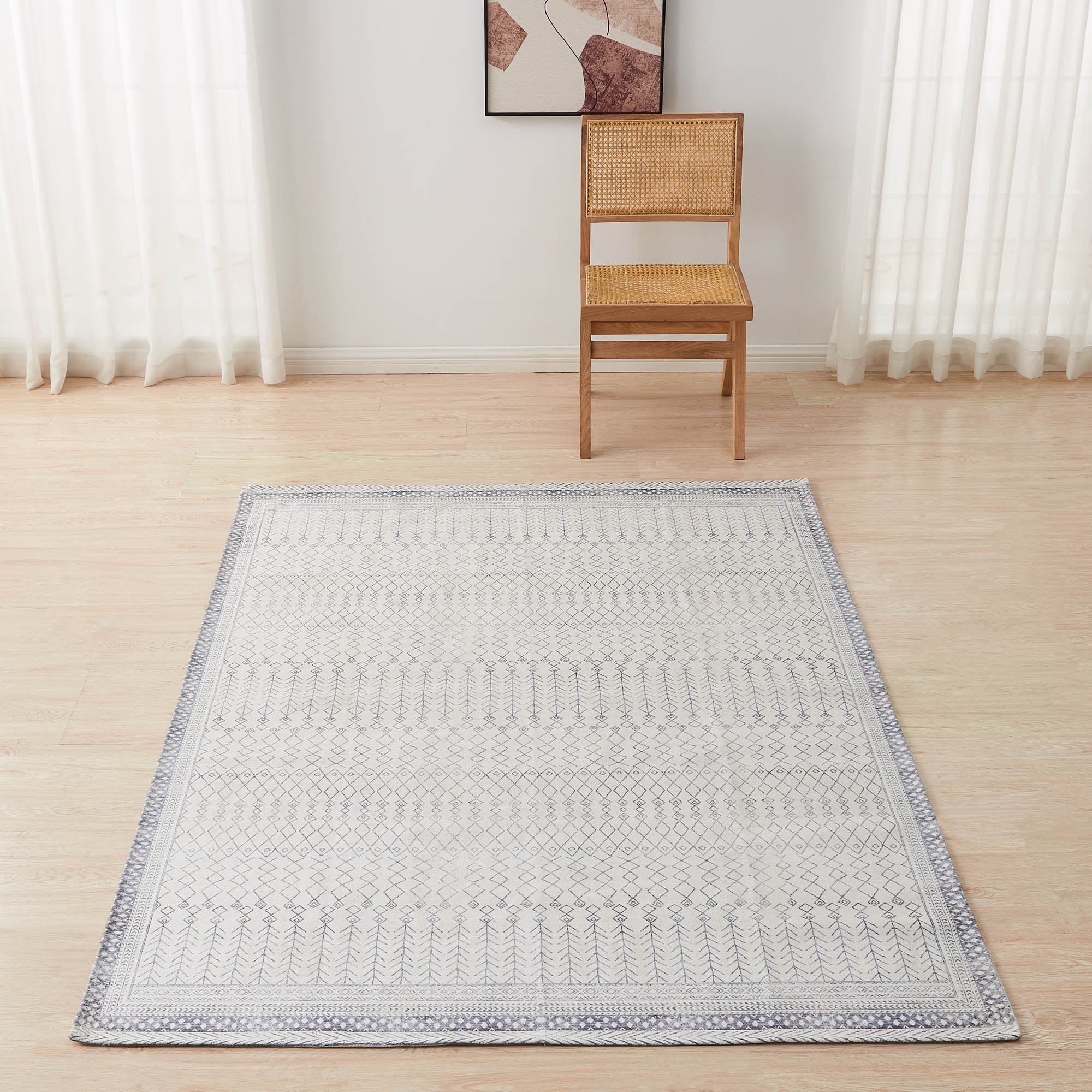 Great Bay Home Distressed Boho Machine Washable 5' x 7' Area Rug for ...