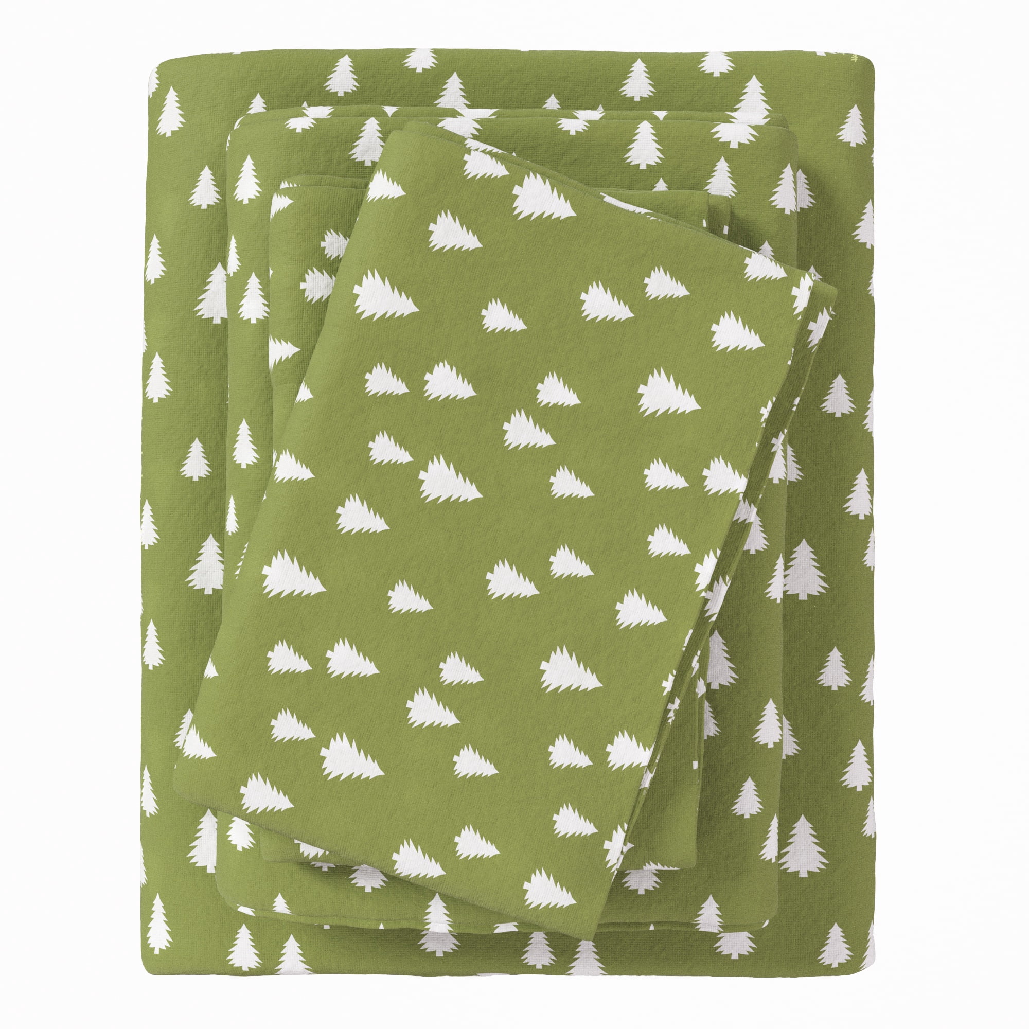 Great Bay Home Flannel Sheet Set, California King, Little Trees Print ...