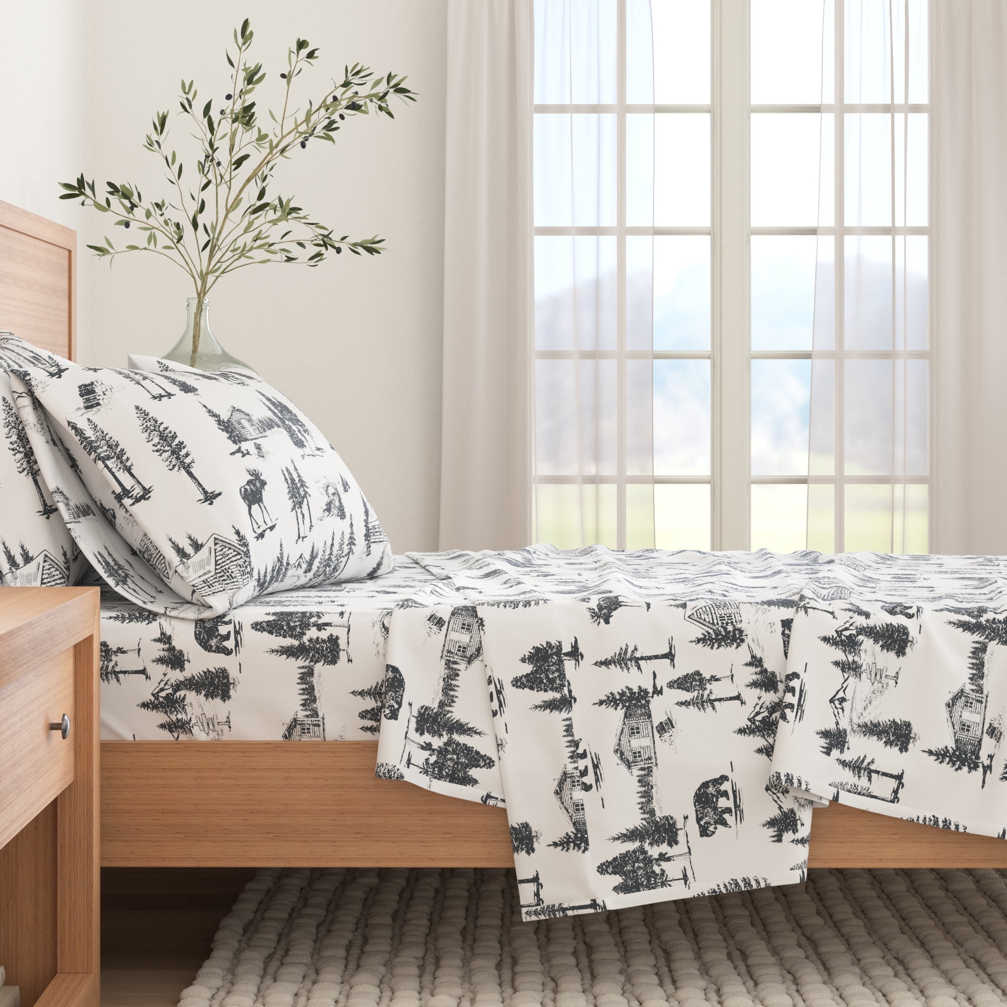 Great Bay Home Outdoorsy Flannel Sheet Set - 100% Turkish Cotton ...
