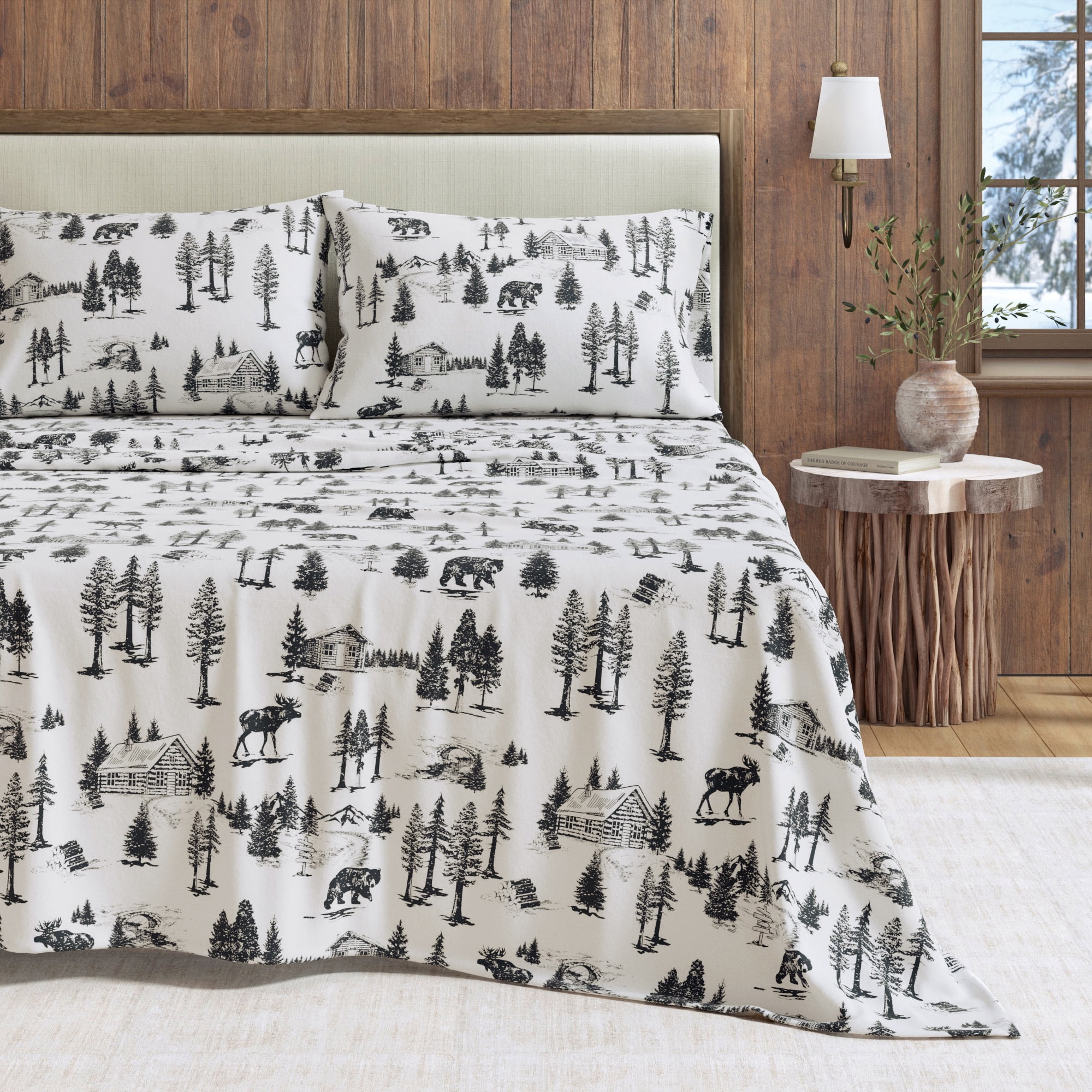 Great Bay Home Flannel Sheet Set, Twin Size, Outdoorsy Lodge Prints ...