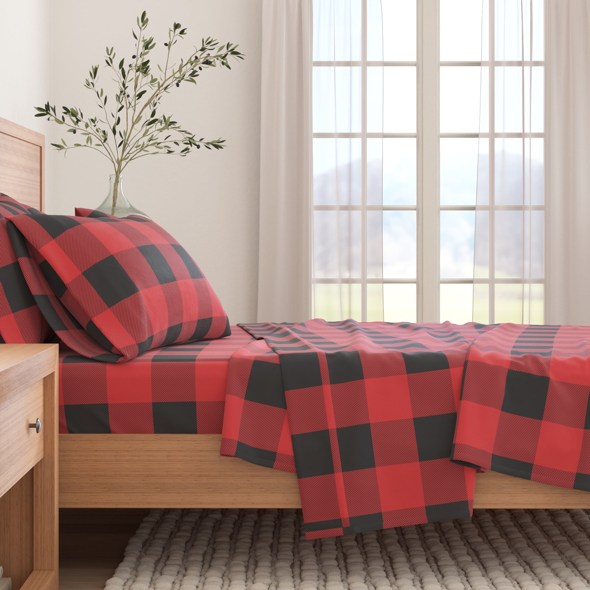 Great Bay Home Printed Flannel Sheet Set - 100% Turkish Cotton - Double ...