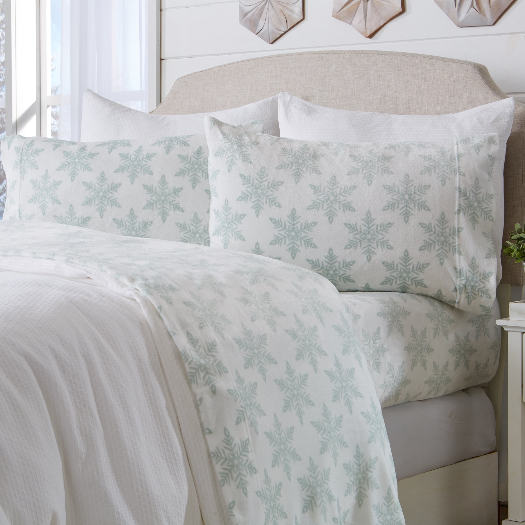 Great Bay Home Printed Velvet Plush 4-Piece Sheet Set (Twin, Large ...