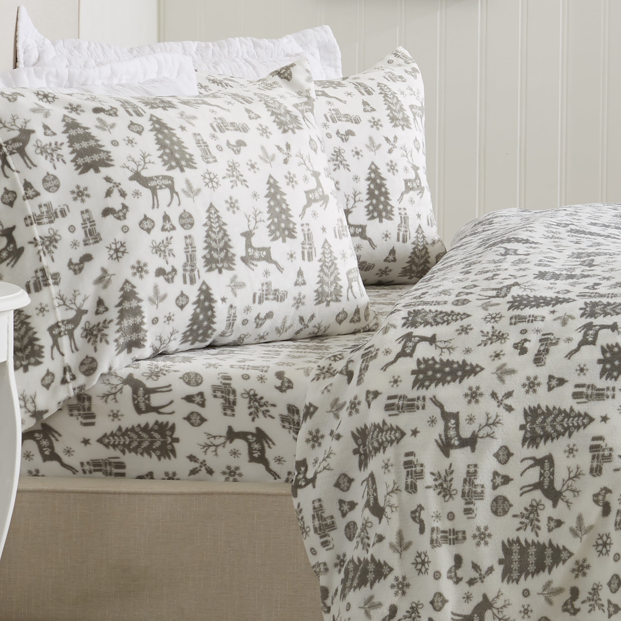 Great Bay Home Printed Velvet Plush Warm and Cozy Fleece Sheet Set ...