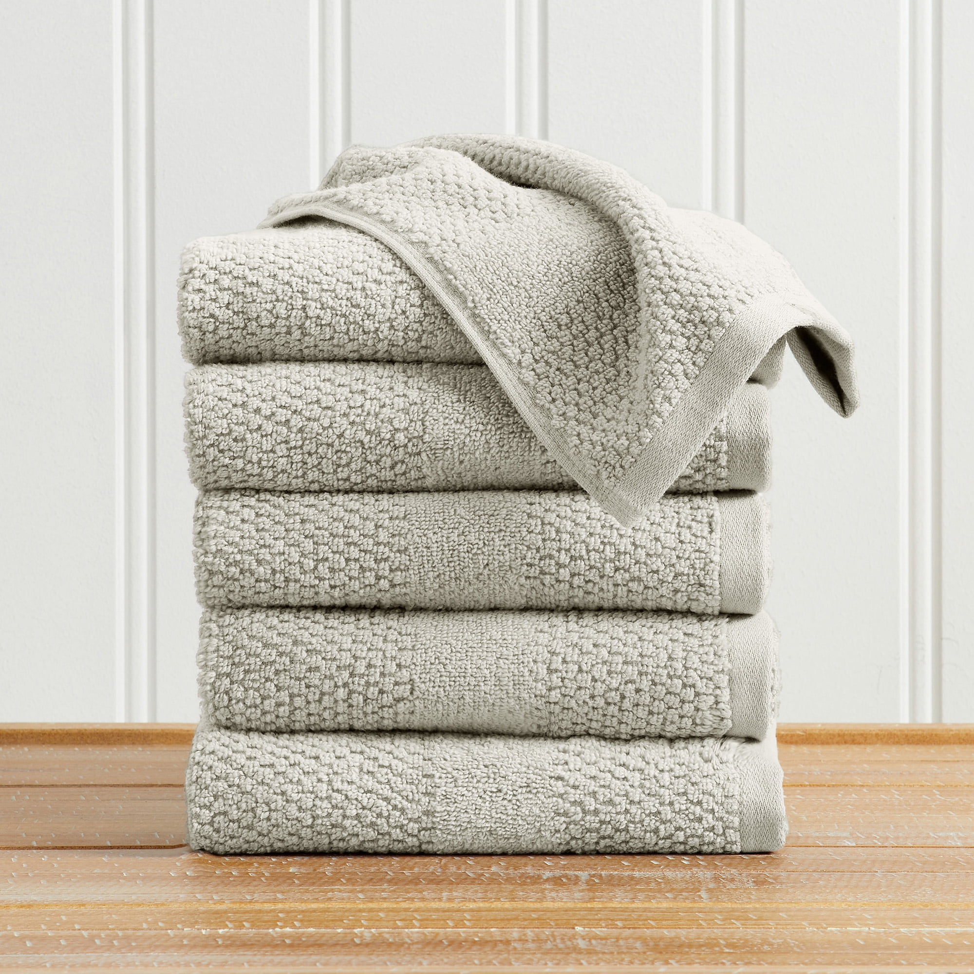 Great Bay Home Quick Dry Cotton Textured 6 Pack Hand Towel Set, Light ...