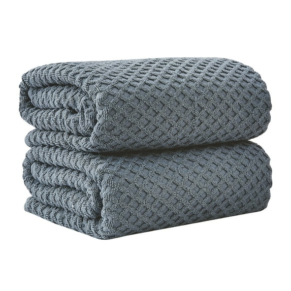 Great Bay Home Quick Dry Diamond Waffle 2-Pack Extra Large Bath Sheet ...