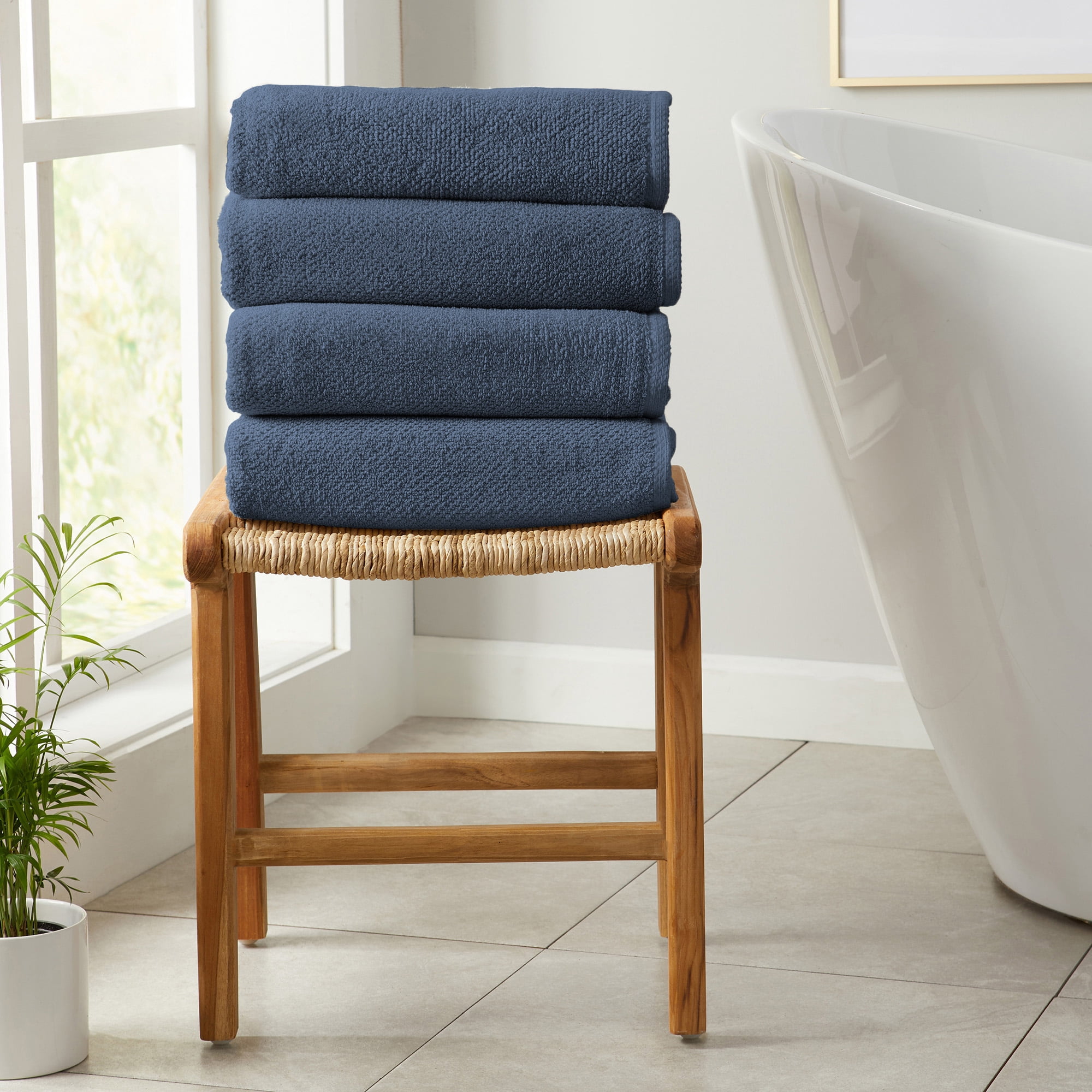 Great Bay Home Quick Dry Popcorn Textured 4-Pack Bath Towel Set, 52" x ...