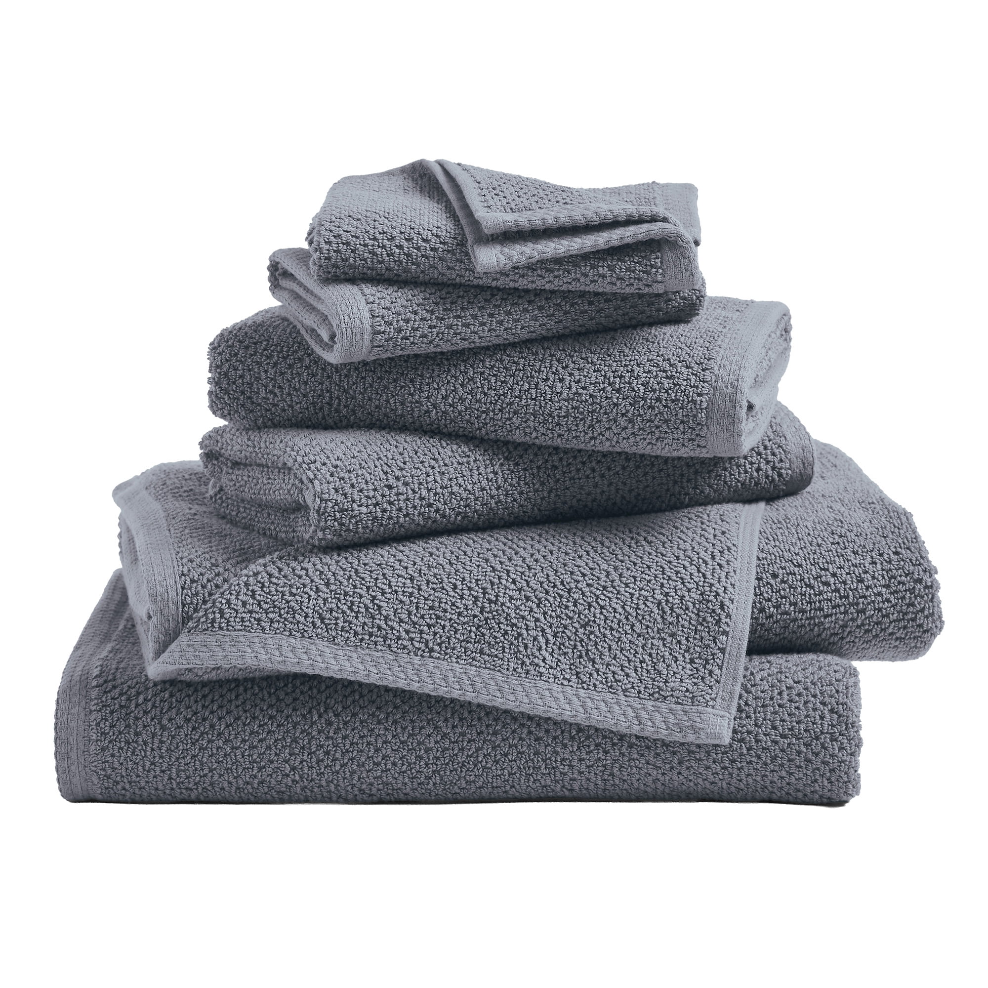 Great Bay Home Quick Dry Loop Textured 6-Piece Towel Set, Chambray Blue ...