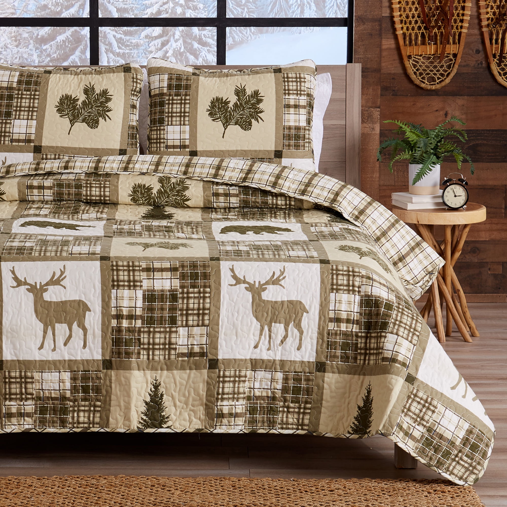 Great Bay Home Rustic Lodge All-Season Reversible Quilt Set With Shams ...