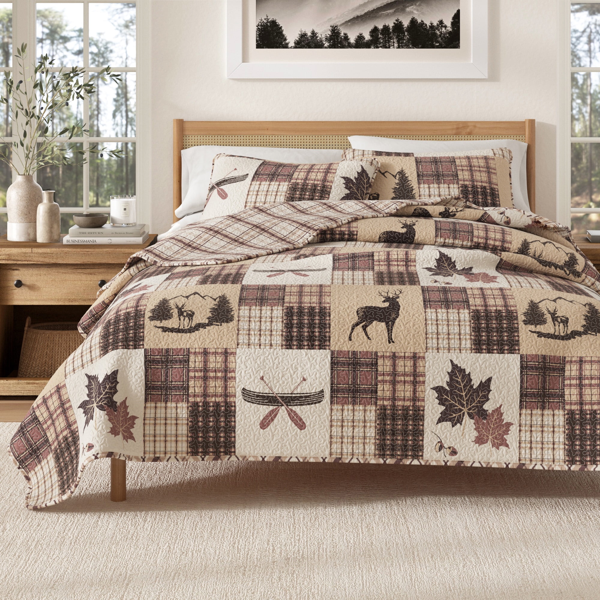 Great Bay Home Rustic Lodge Reversible Reversible Quilt Set With Shams ...